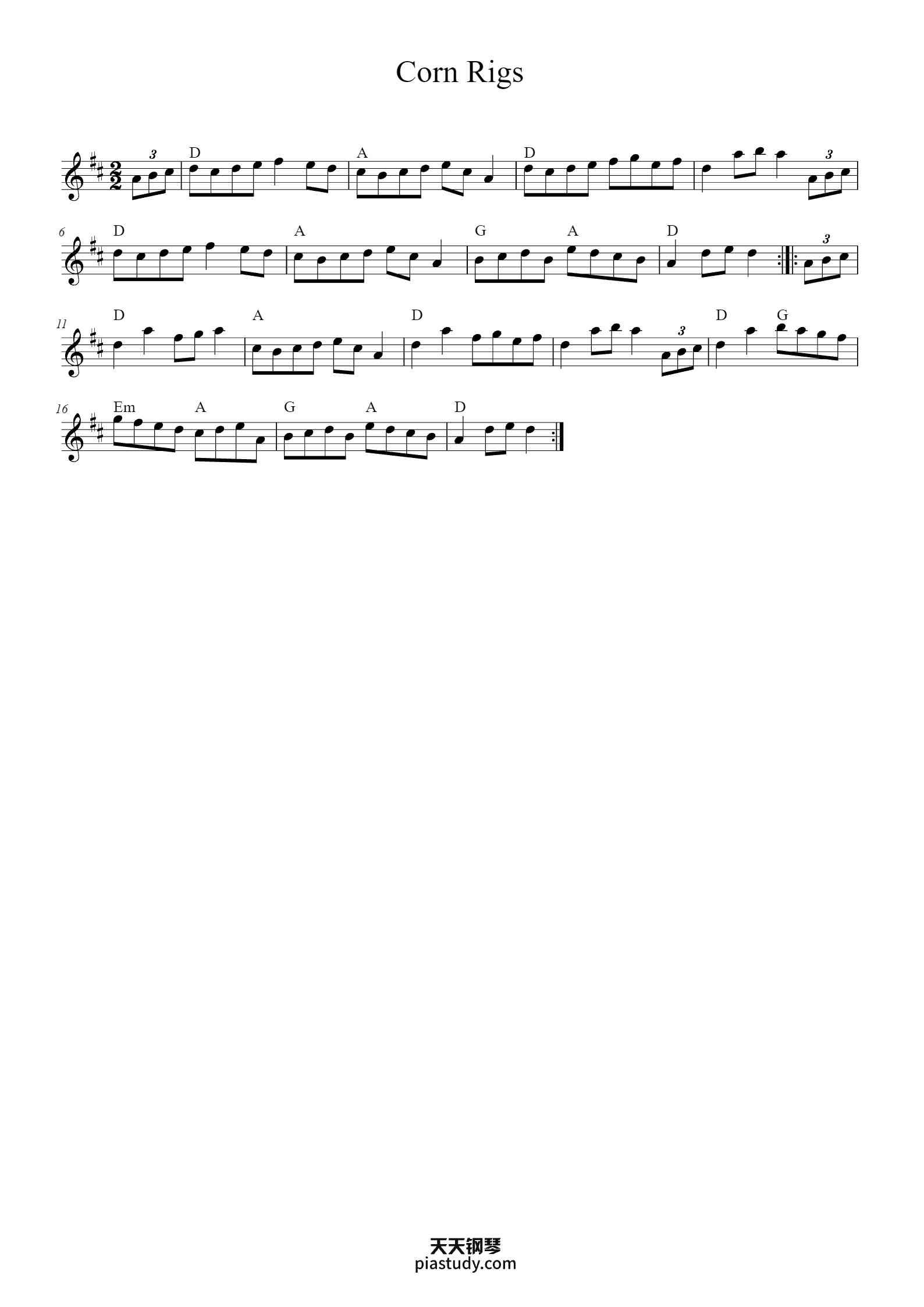 Corn Rigs钢琴谱 - Jamar Bentley - free piano sheet music - PiaNoproblem
