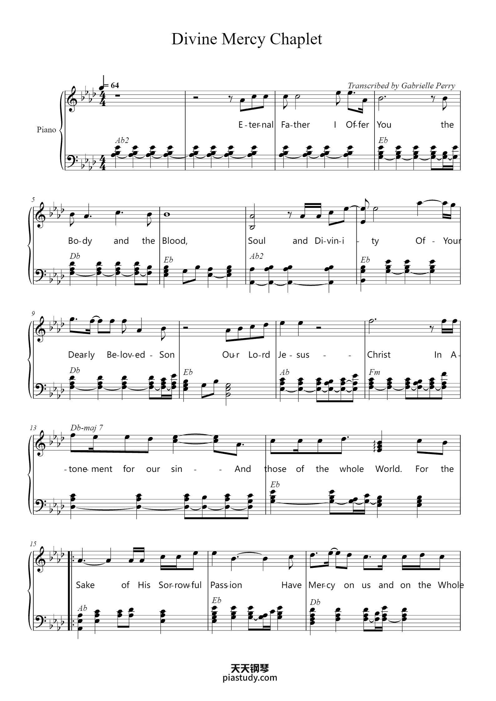 'Divine Mercy Chaplet' - Piano Sheet Music By Trish Short | TOPiano