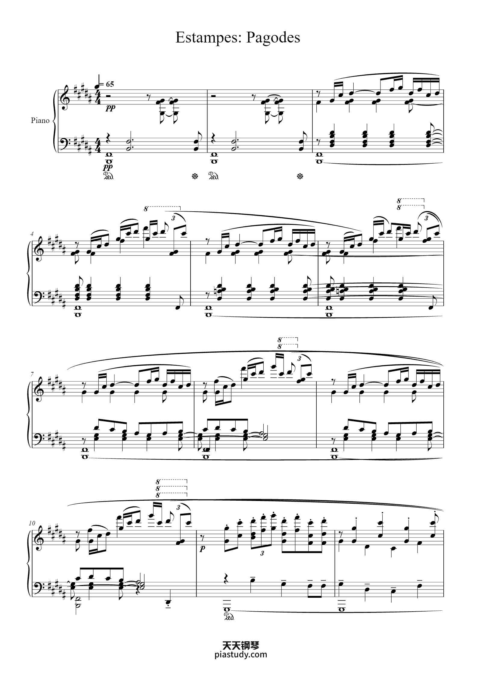 版画集：宝塔 德彪西 Estampes Pagodes钢琴谱 - Claude Debussy - free piano sheet ...