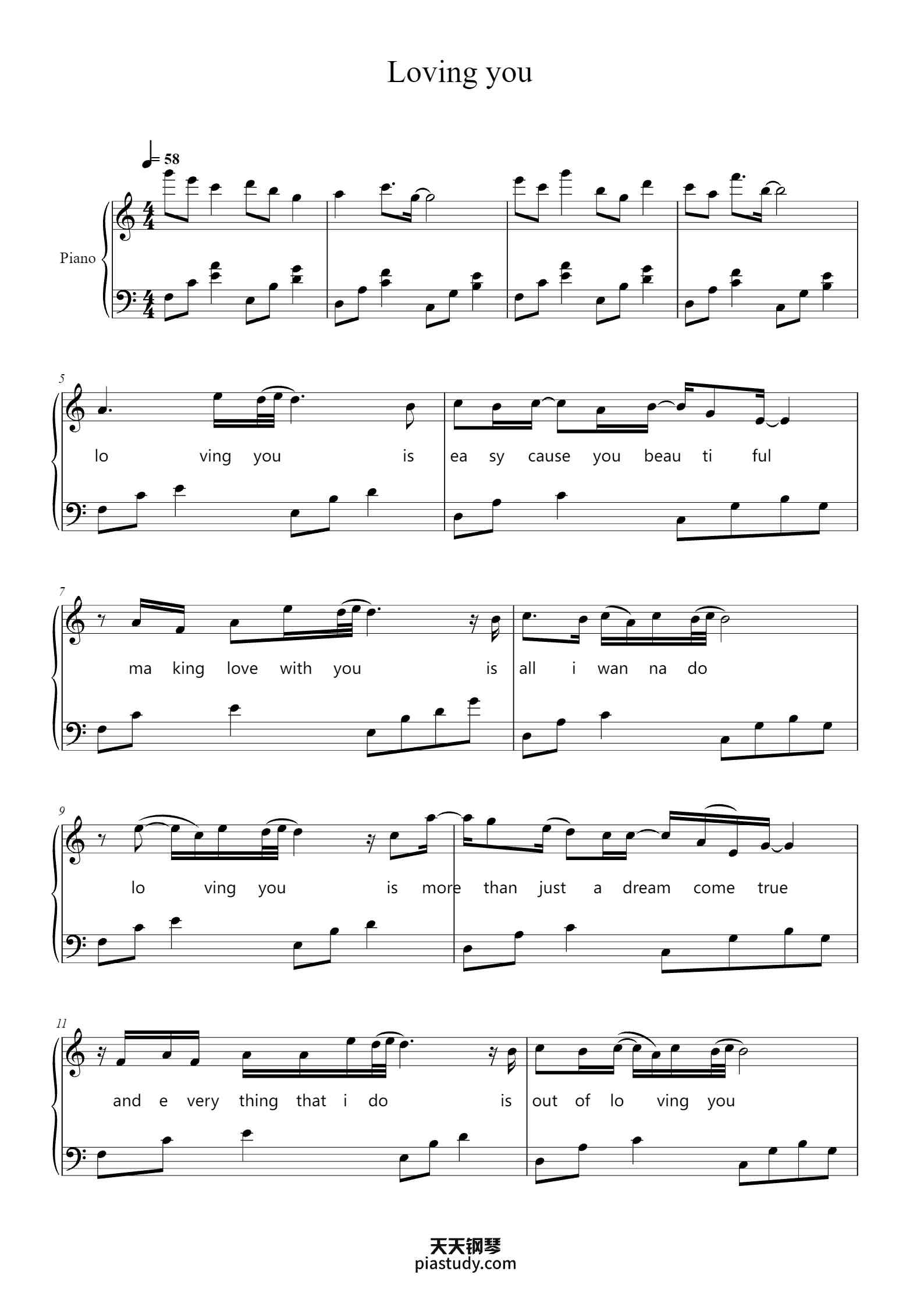 '好听易弹【Loving you】Minnie Riperton' - Piano Sheet Music By Riperton ...