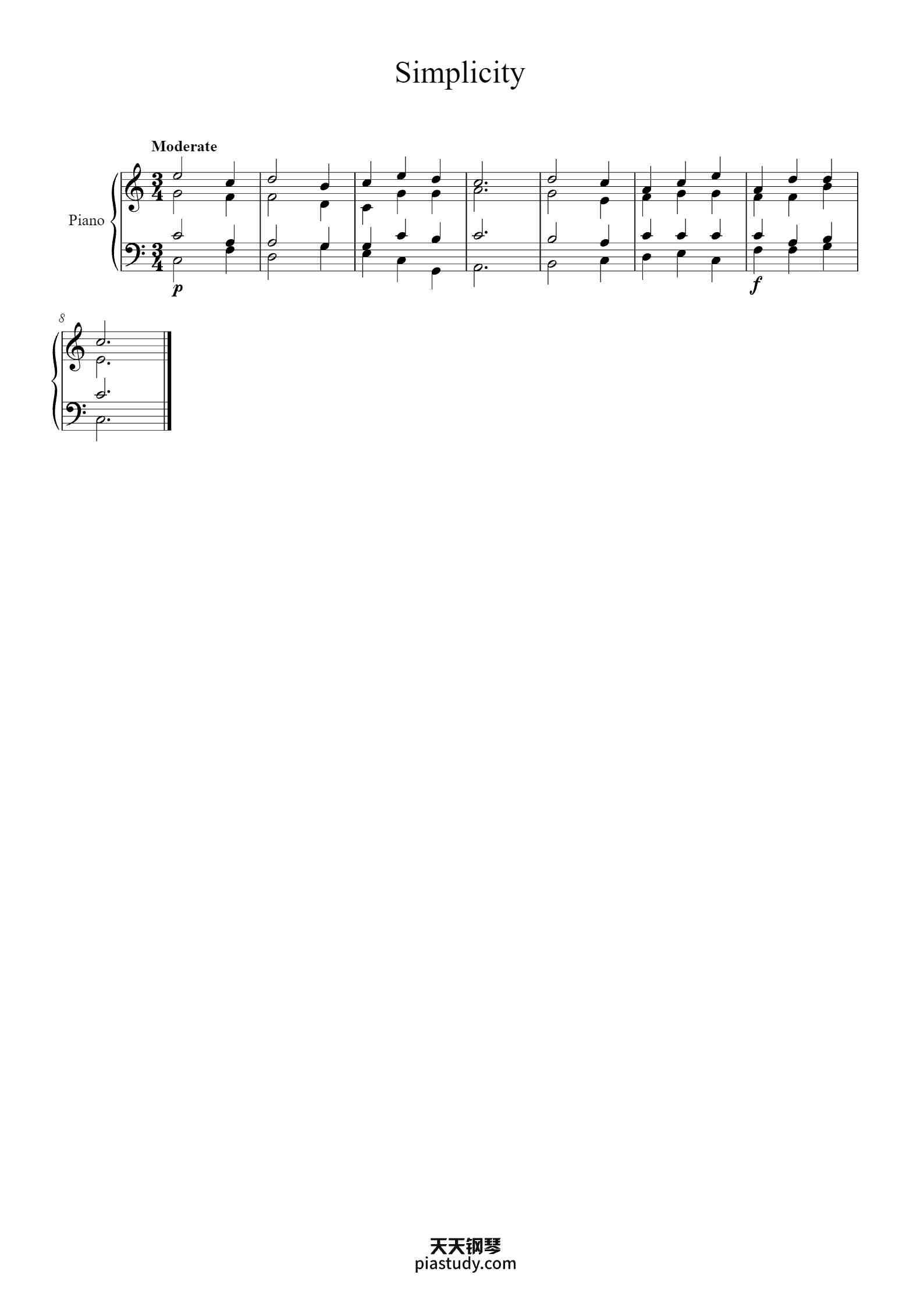 Simplicity钢琴谱 - Claudia Tersigni - free piano sheet music - PiaNoproblem