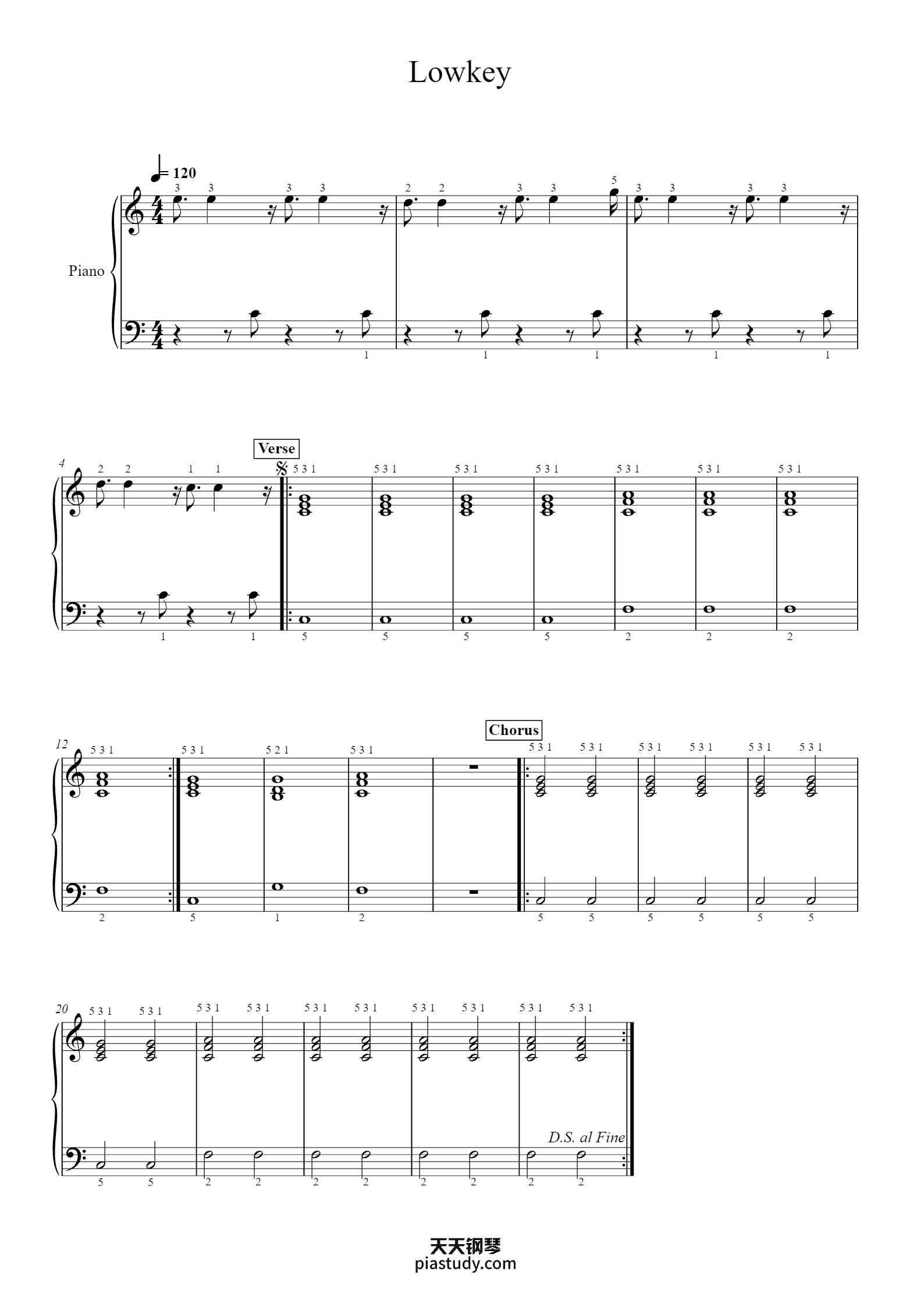 'Lowkey' - Piano Sheet Music By NIKI Arranged by M. Johnson | TOPiano