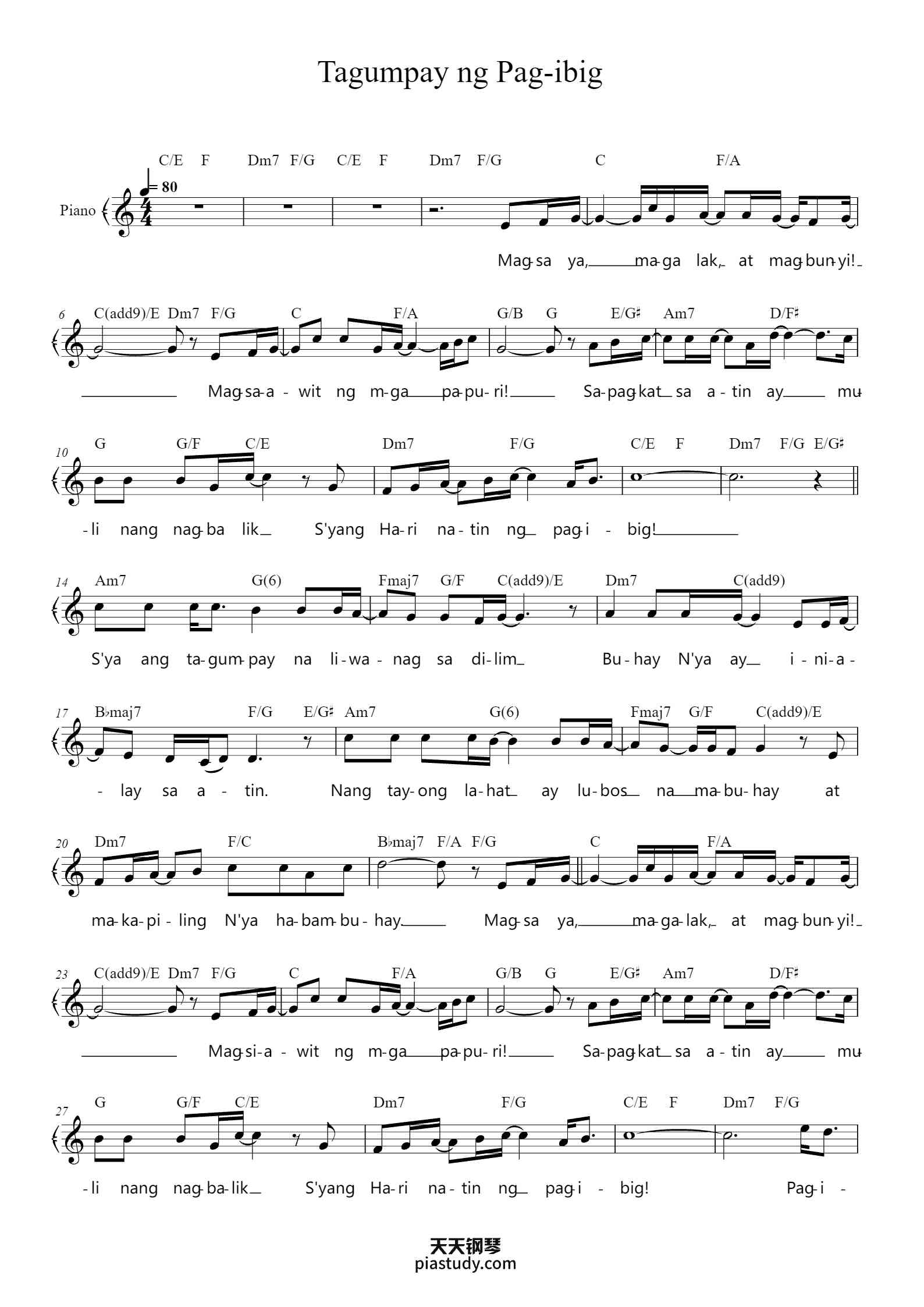 'Tagumpay ng Pag-ibig' - Piano Sheet Music By Norman Agatep | TOPiano