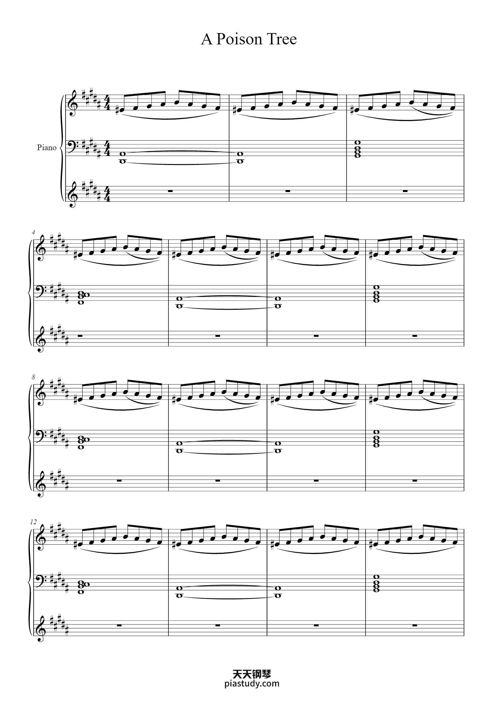 'A Poison Tree' - Piano Sheet Music By By Grouper | TOPiano