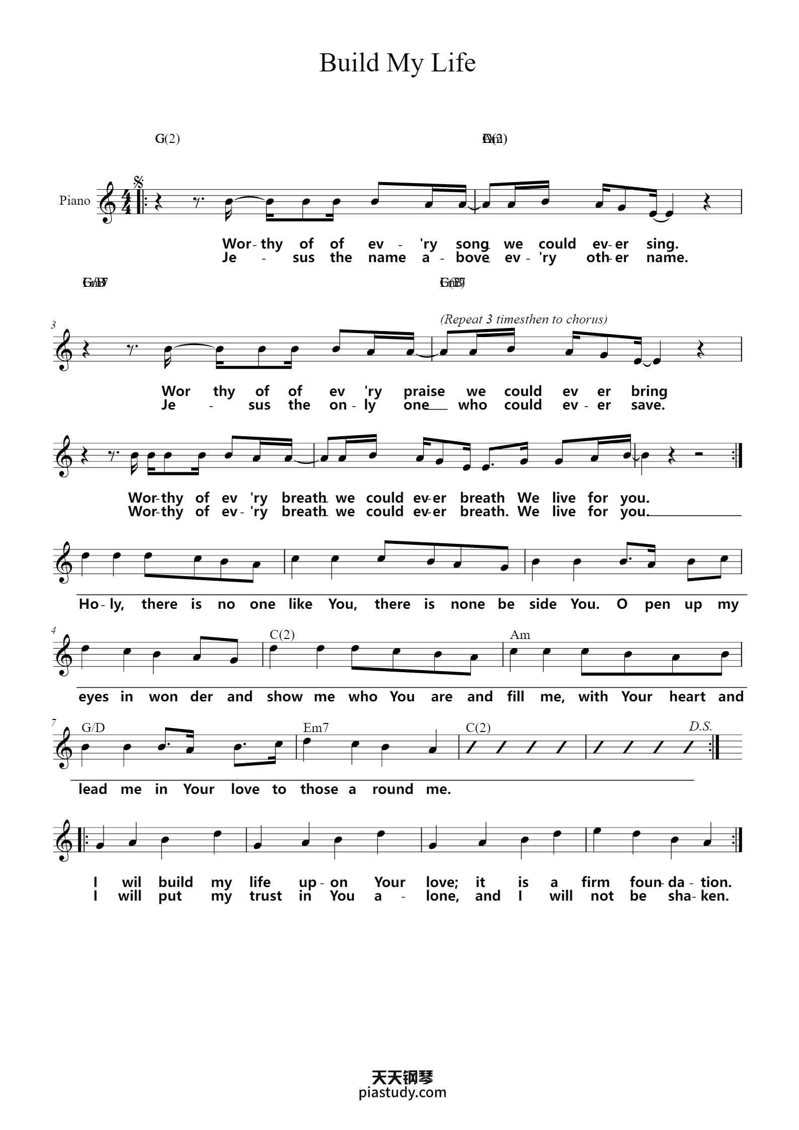 'Build My Life' - Piano Sheet Music By Brett Younker | Karl Martin ...