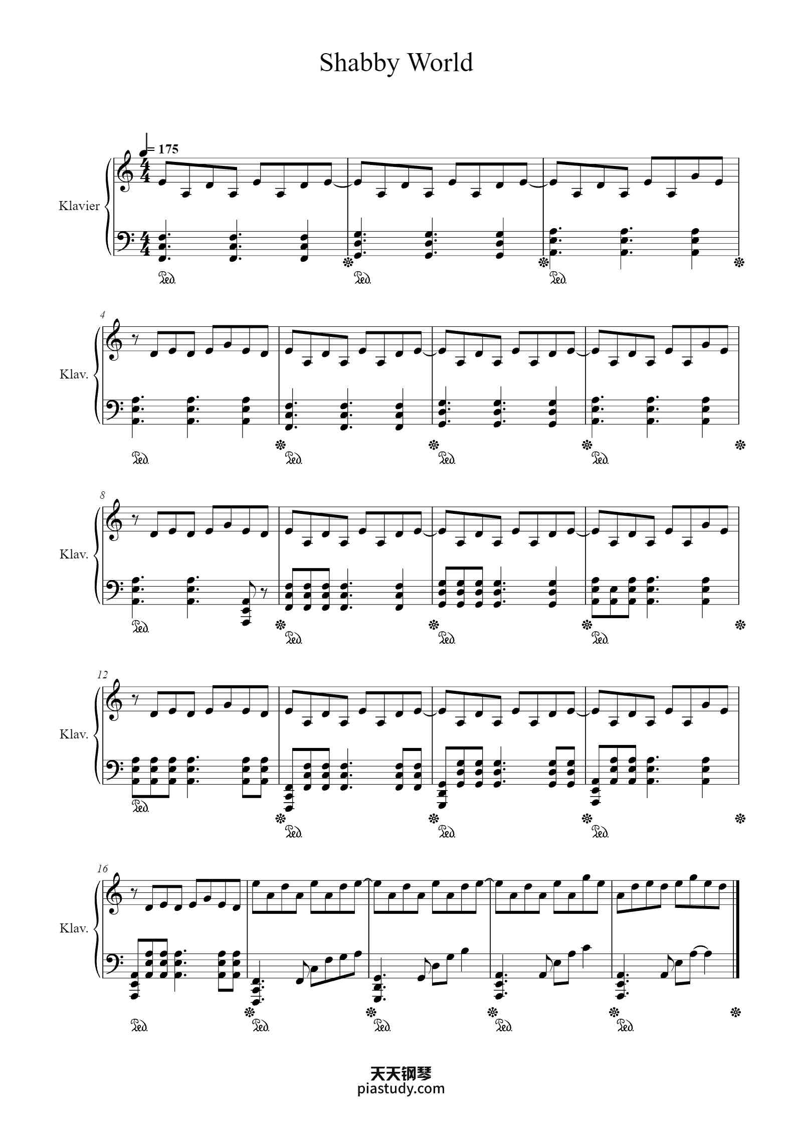 'Shabby World' - Piano Sheet Music By Komponist / Arrangeur | TOPiano