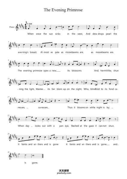 'The Evening Primrose' - Piano Sheet Music By Benjamin Britten | TOPiano