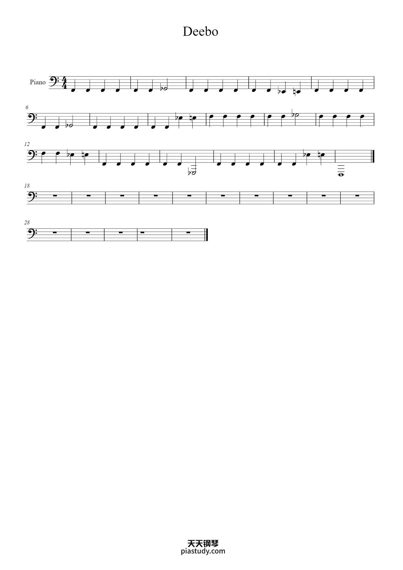 Deebo钢琴谱 - Abgust Secook - free piano sheet music - PiaNoproblem