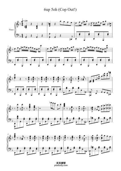 '6up 5oh (Cop Out!)' - Piano Sheet Music By Will Wood and the Tapeworms ...