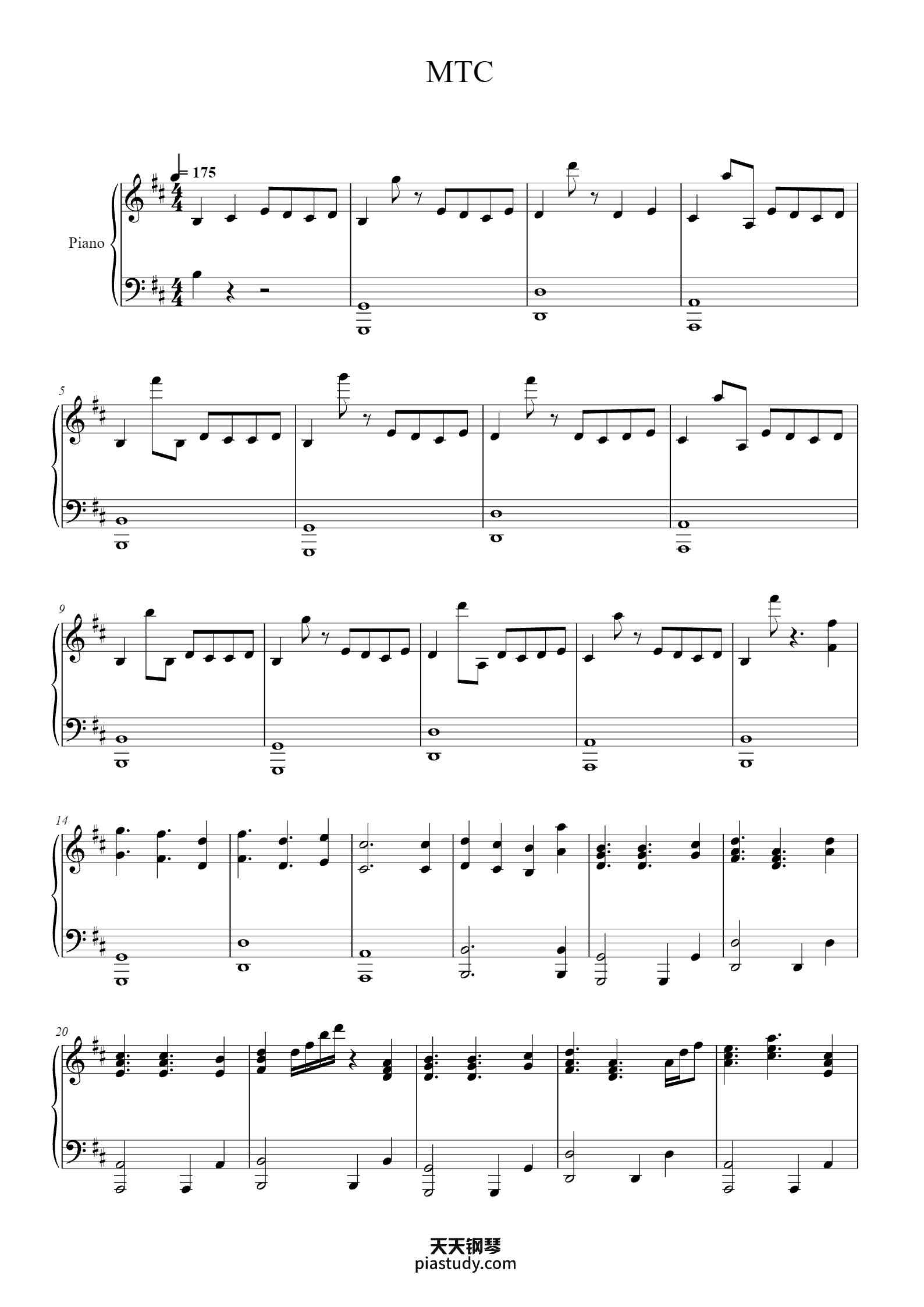 'MTC' - Piano Sheet Music By S3RL | TOPiano