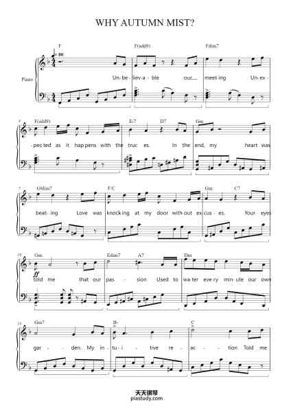 'WHY AUTUMN MIST?' - Piano Sheet Music By Music and Lyrics in Spanish ...
