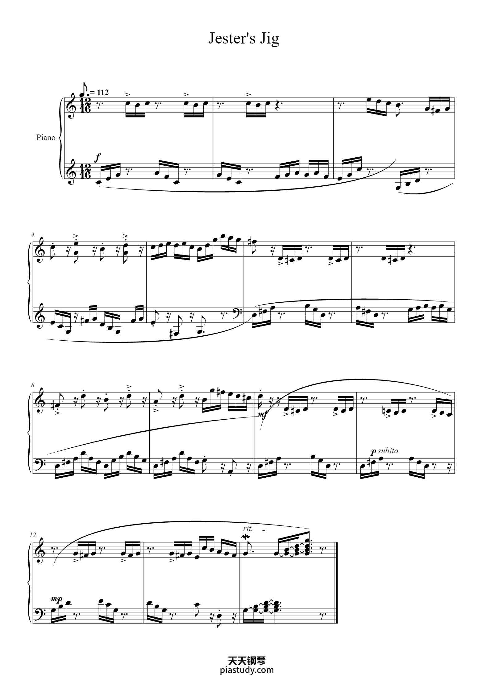 'Jester's Jig' - Piano Sheet Music By Chee-Hwa Tan | TOPiano