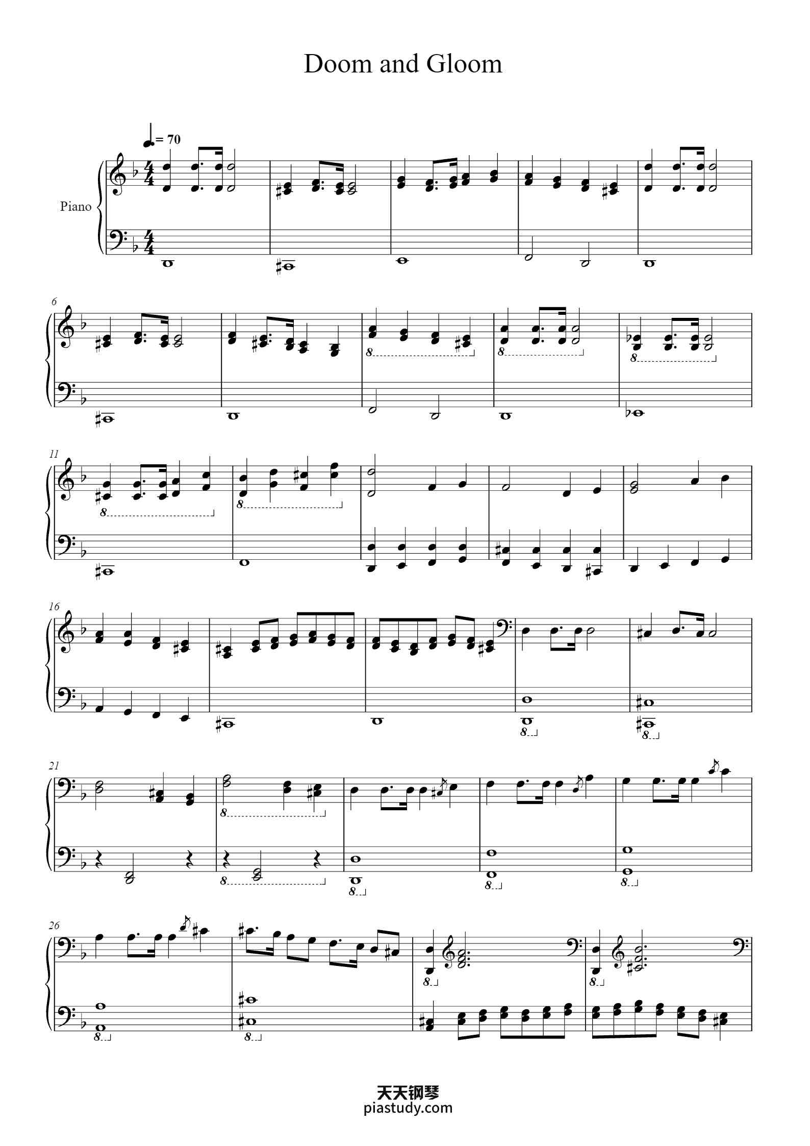 'Doom and Gloom' - Piano Sheet Music By xxx | TOPiano