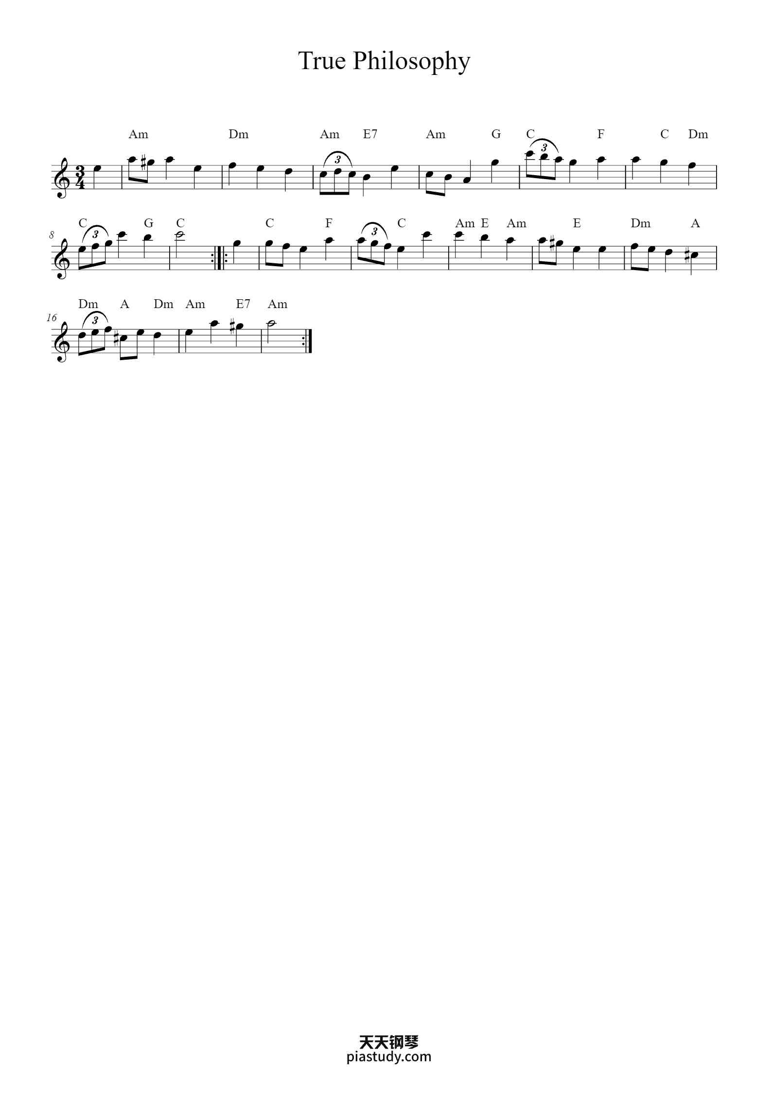 'True Philosophy' - Piano Sheet Music By 1700's | TOPiano