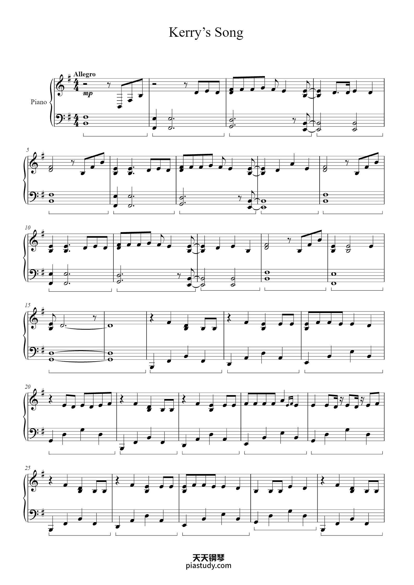 'Kerry’s Song' - Piano Sheet Music By Louje | TOPiano