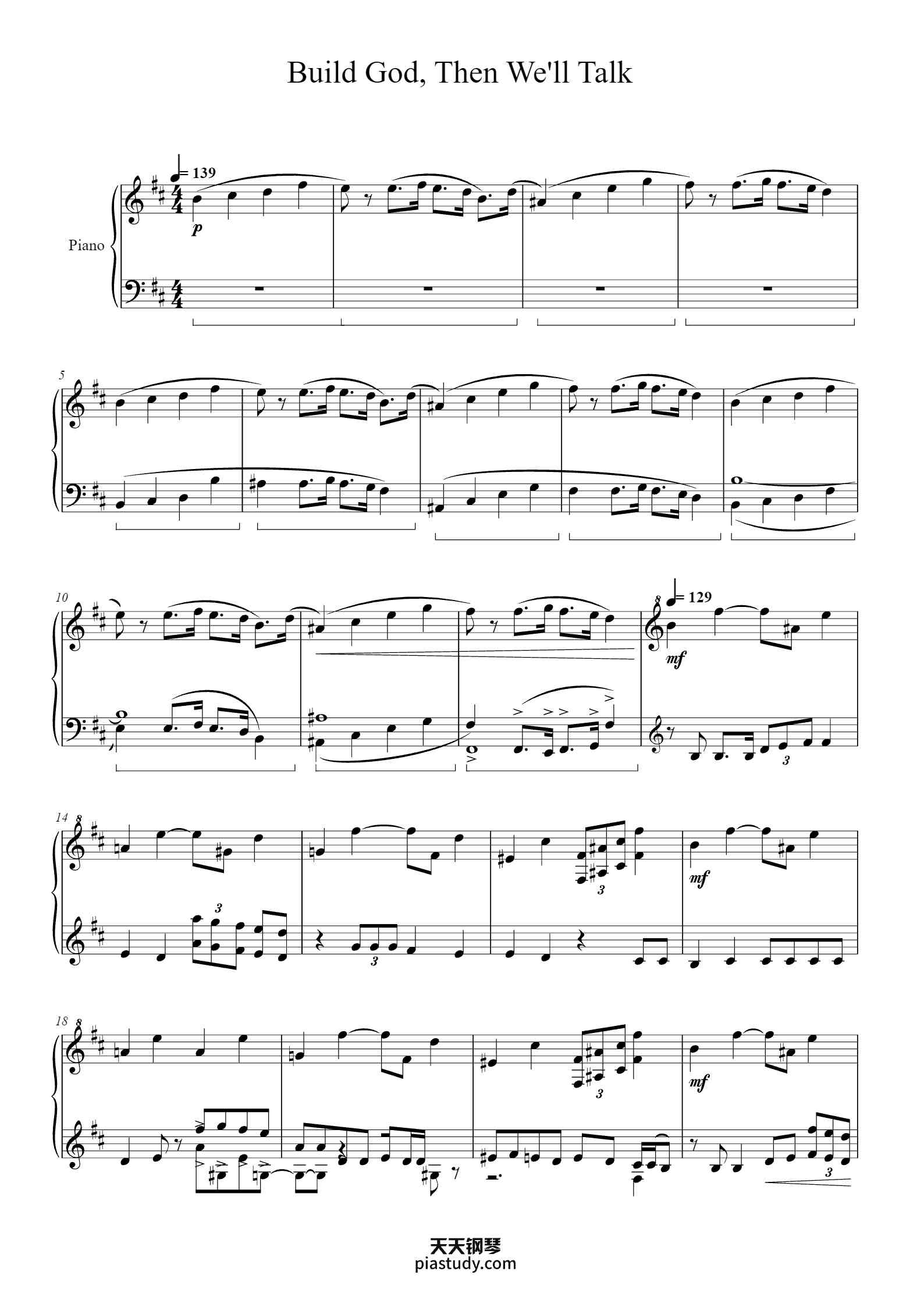 'Build God, Then We'll Talk' - Piano Sheet Music By Panic! At the Disco ...