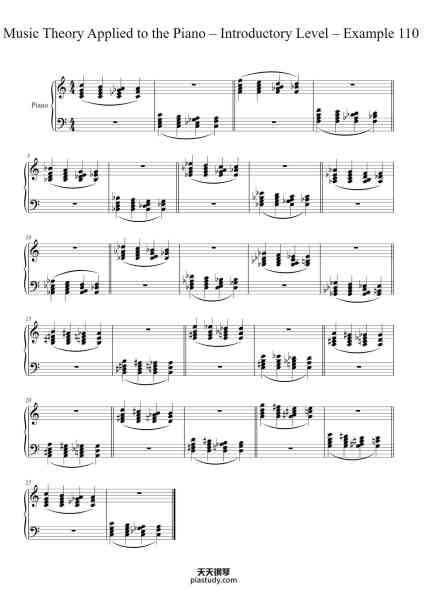 Music Theory Applied to the Piano – Introductory Level – Example 110钢琴谱 ...
