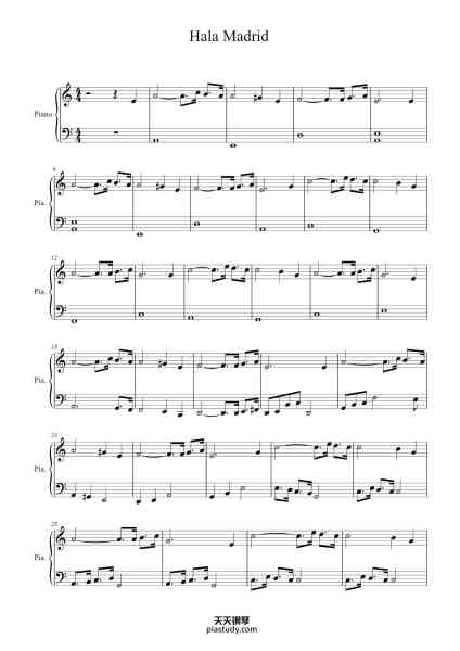 'Hala Madrid' - Piano Sheet Music By RedOne | TOPiano