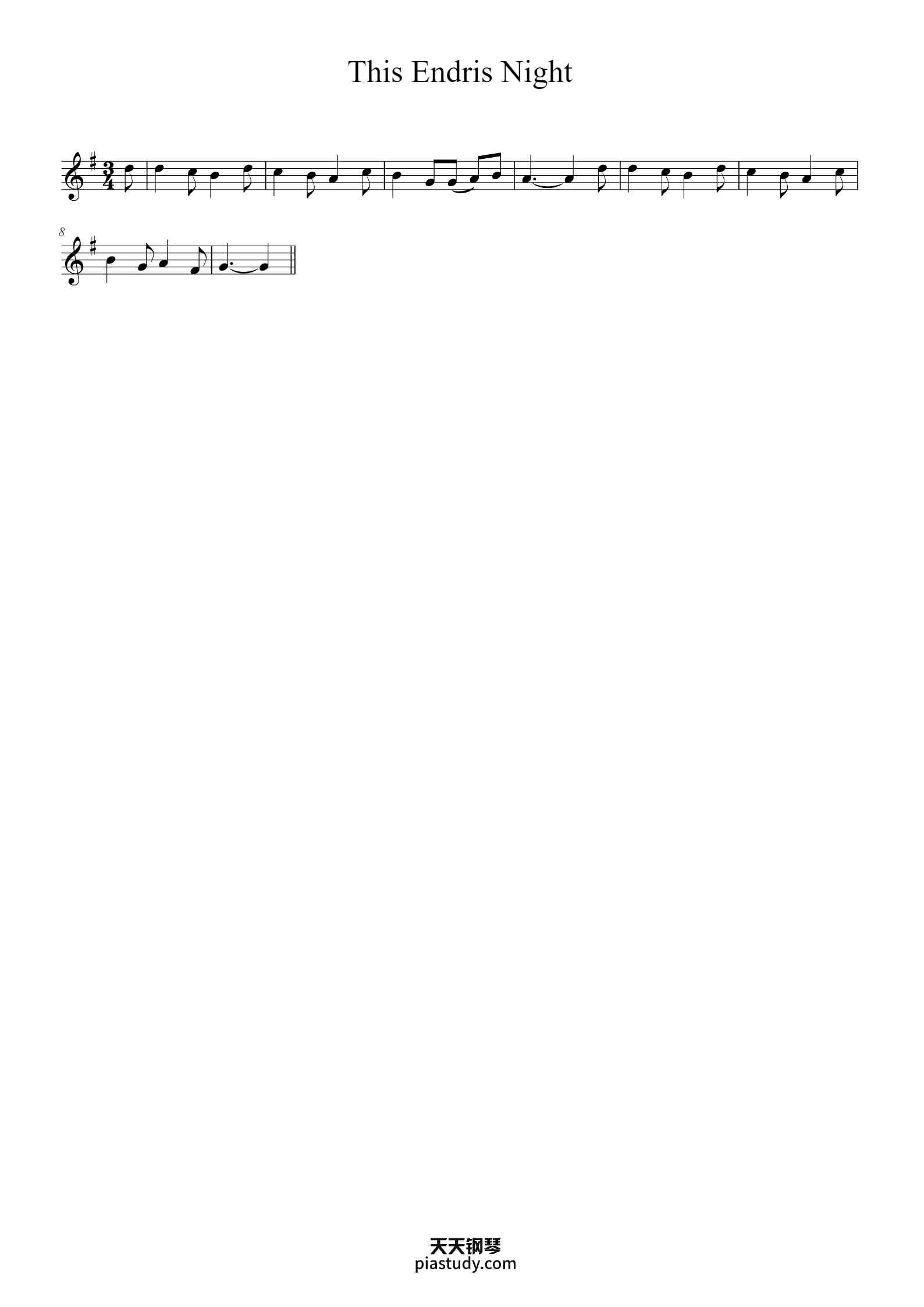 This Endris Night钢琴谱 - Nicole Morrow - free piano sheet music ...