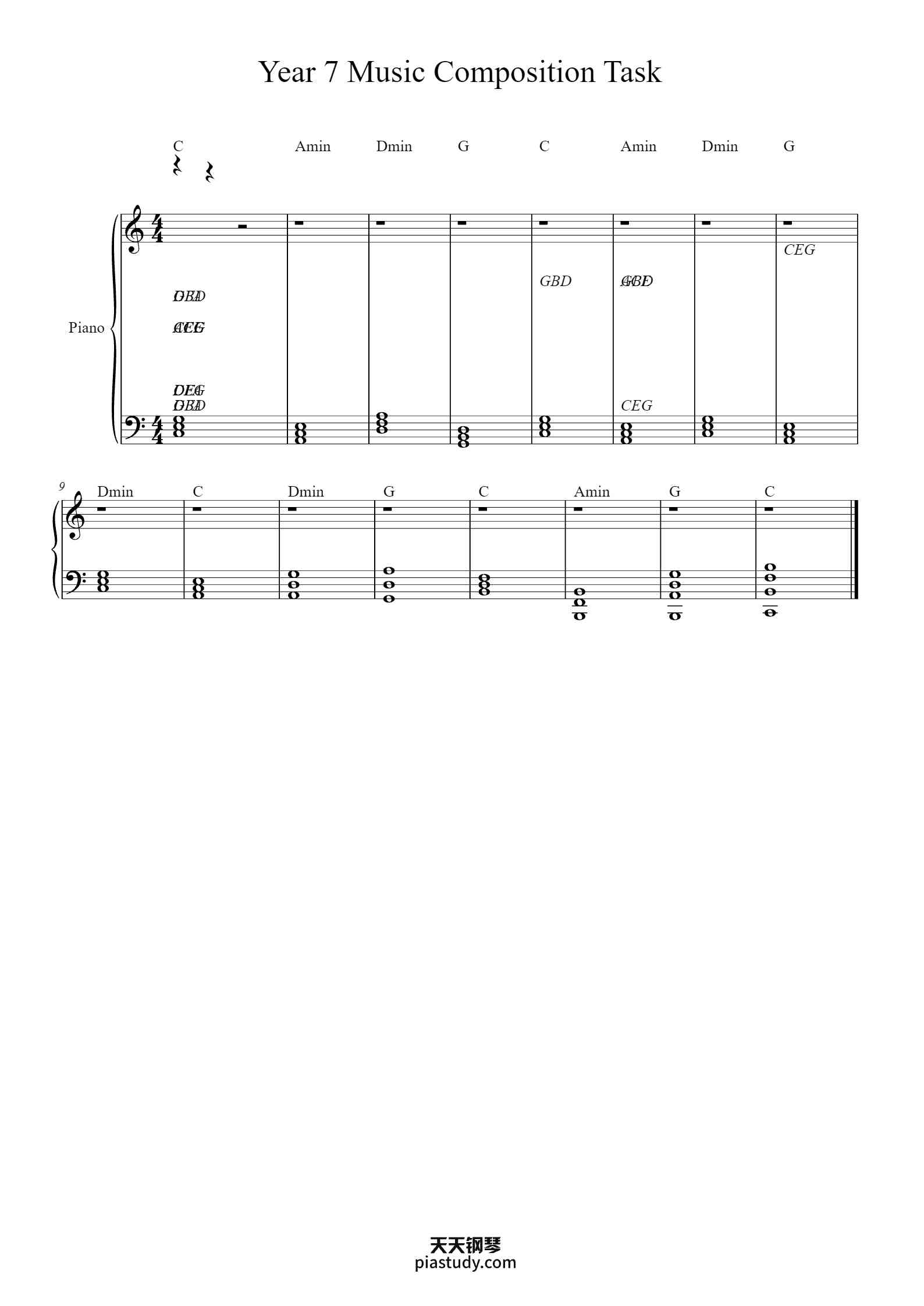 'Year 7 Music Composition Task' - Piano Sheet Music By xxx | TOPiano