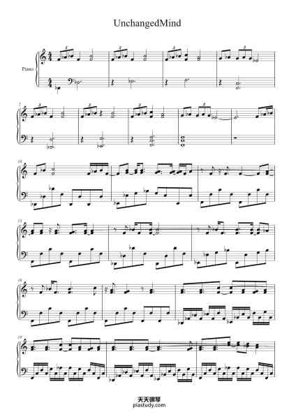 UnchangedMind钢琴谱 - Valentin - free piano sheet music - PiaNoproblem