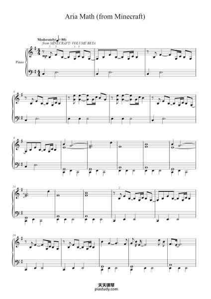 'Aria Math (from Minecraft)' - Piano Sheet Music By By DANIEL ROSENFELD ...