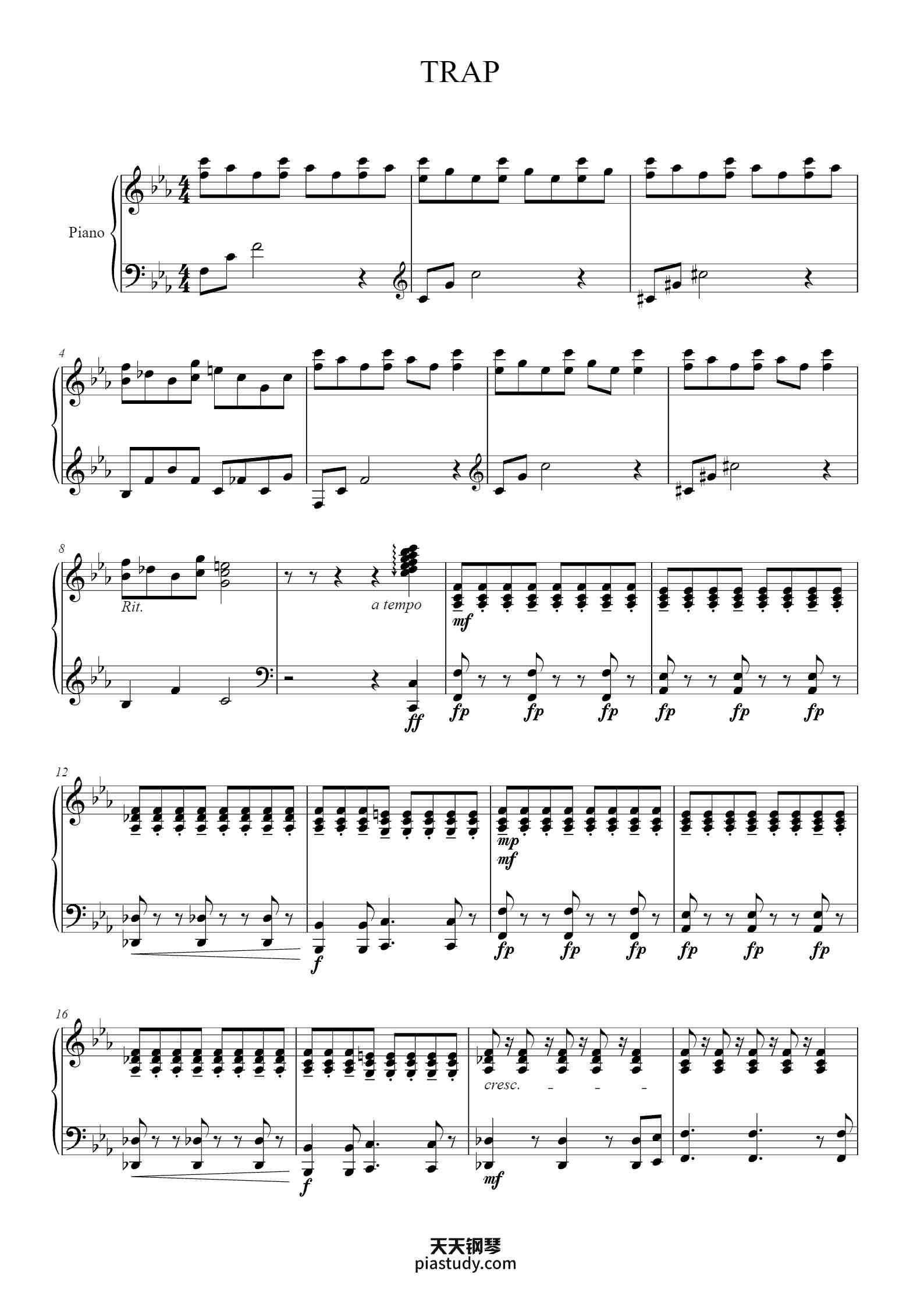 'TRAP' - Piano Sheet Music By Stelpel Gracook | TOPiano