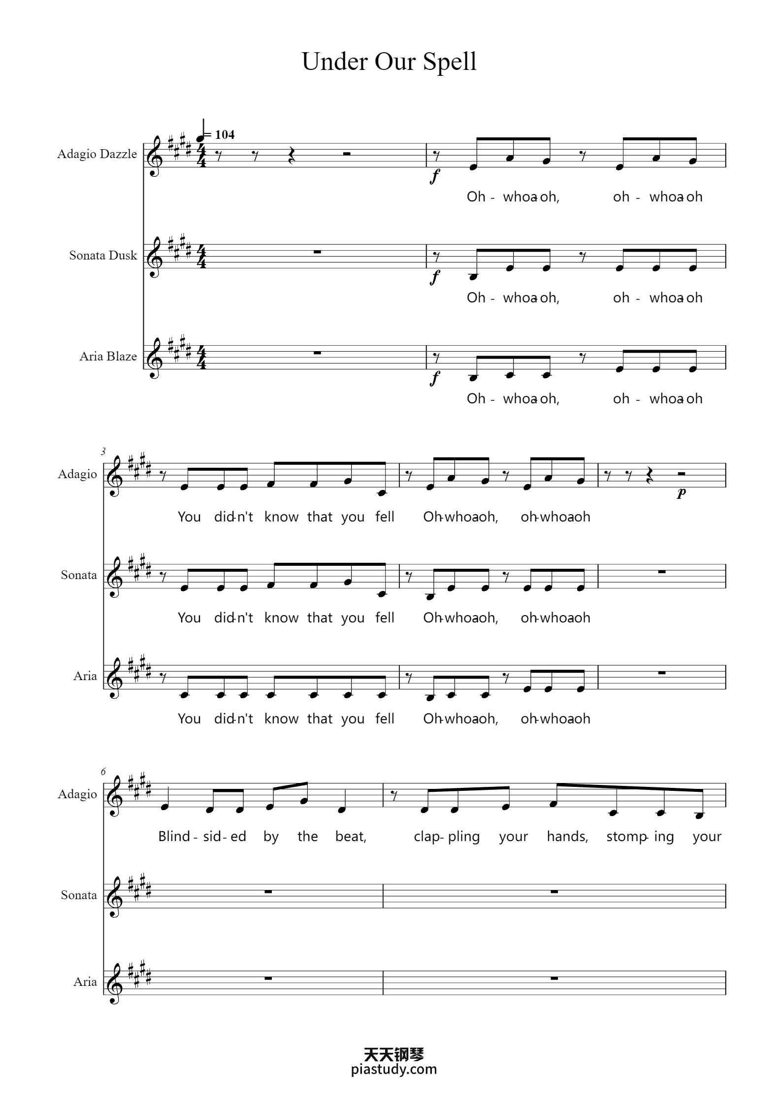'Under Our Spell' - Piano Sheet Music By Daniel Ingram | TOPiano