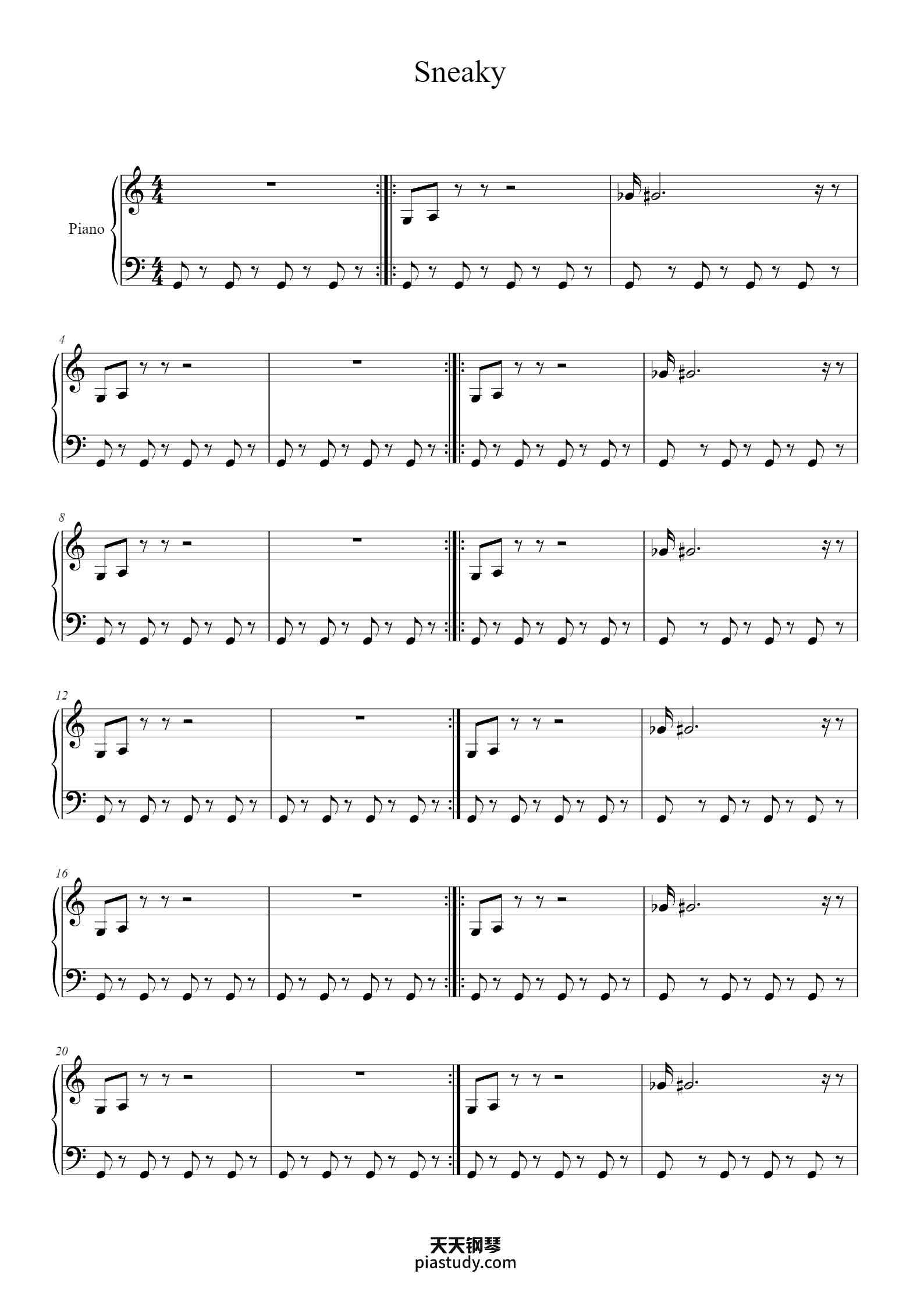 'Sneaky' - Piano Sheet Music By William the DM | TOPiano