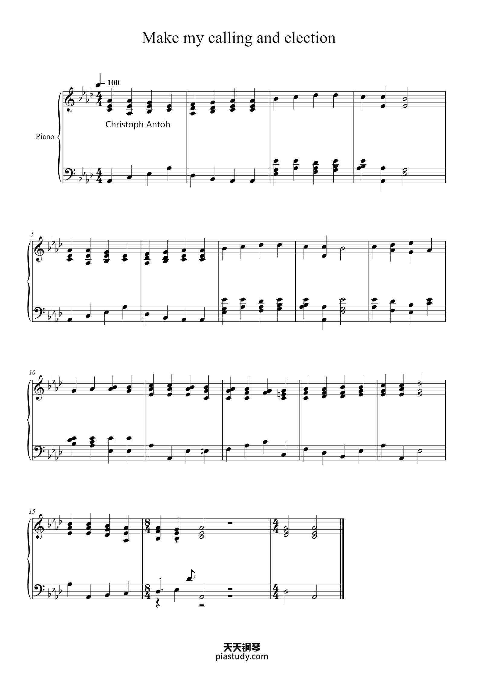 'Make my calling and election' - Piano Sheet Music By xxx | TOPiano