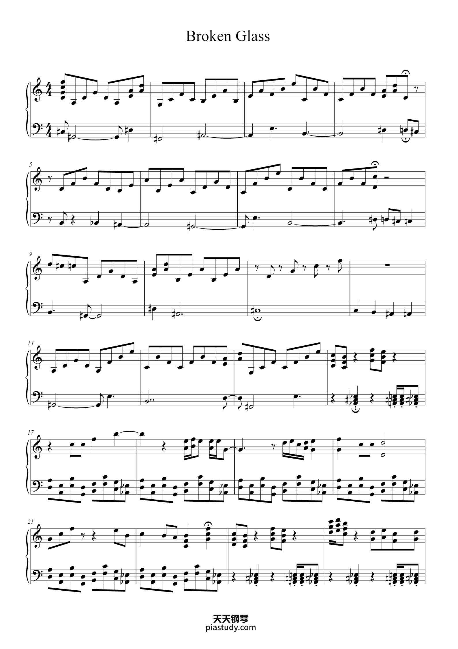 Broken Glass钢琴谱 - rory silva-sampaio - free piano sheet music ...