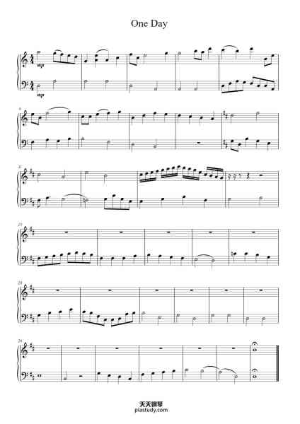 'One Day' - Piano Sheet Music By yash ramdut | TOPiano