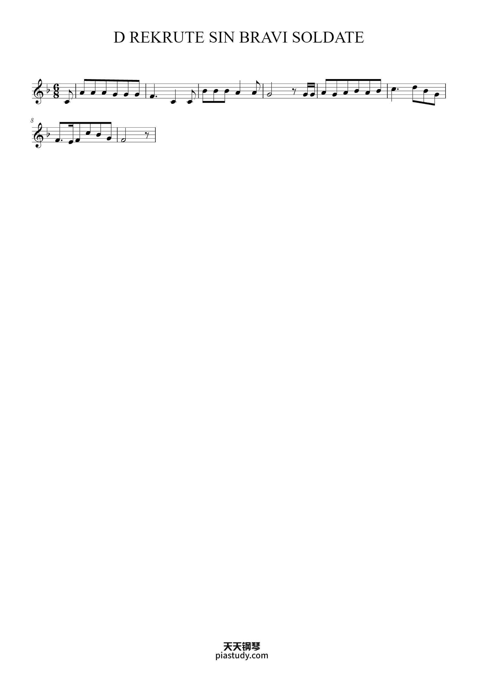 D REKRUTE SIN BRAVI SOLDATE钢琴谱 - Kristin Morton - free piano sheet ...