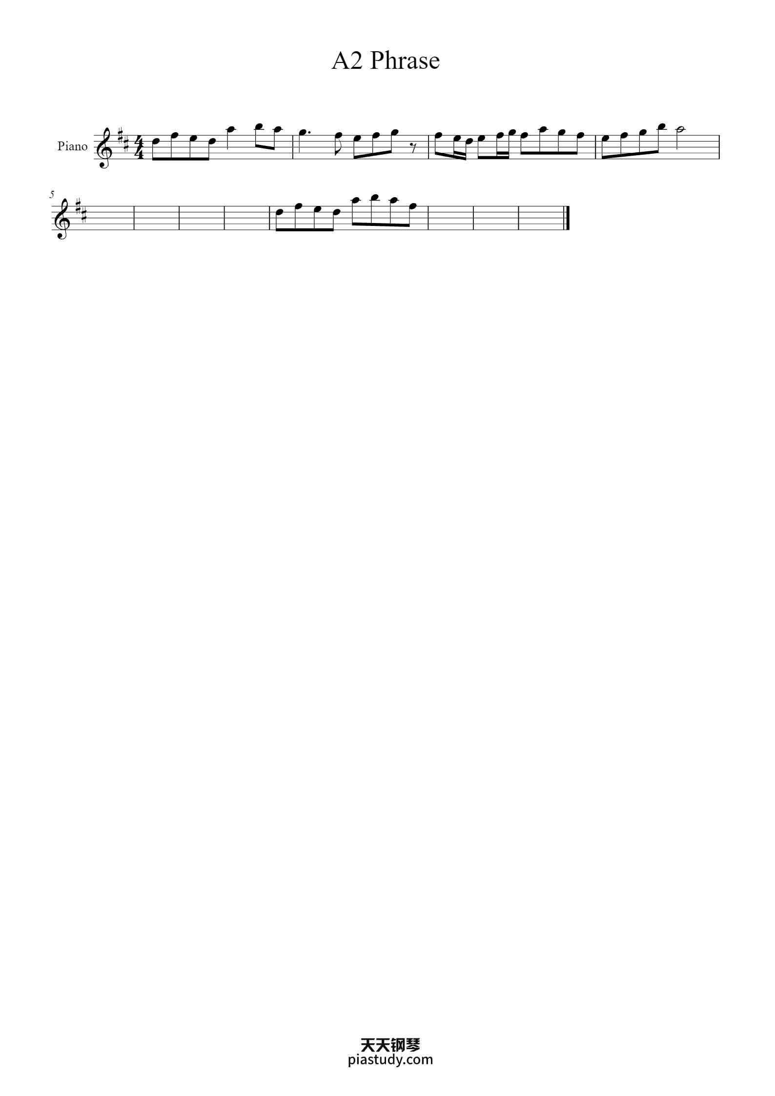 A2 Phrase钢琴谱 - - free piano sheet music - PiaNoproblem