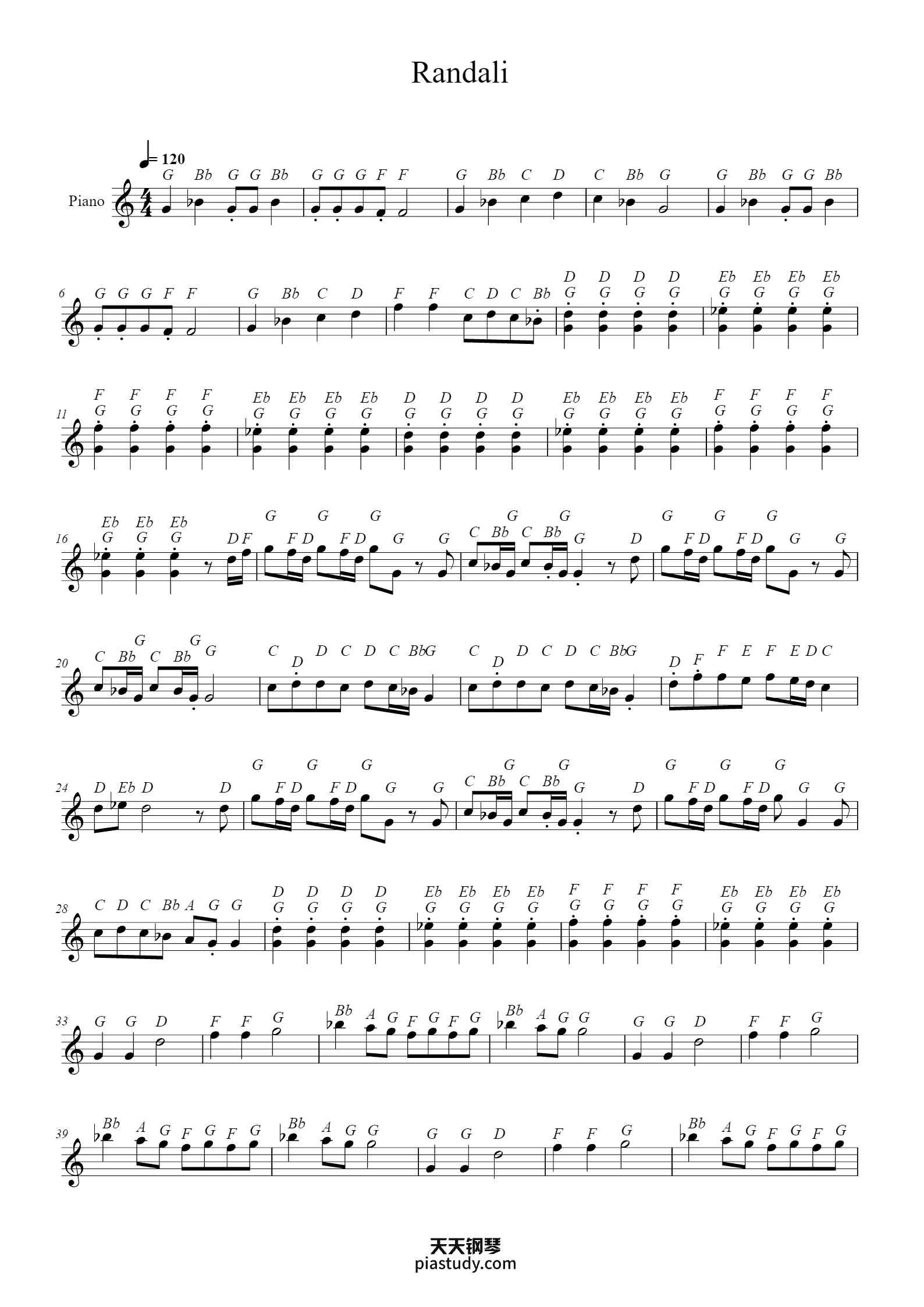 'Randali' - Piano Sheet Music By D.G.V.Sriram | TOPiano