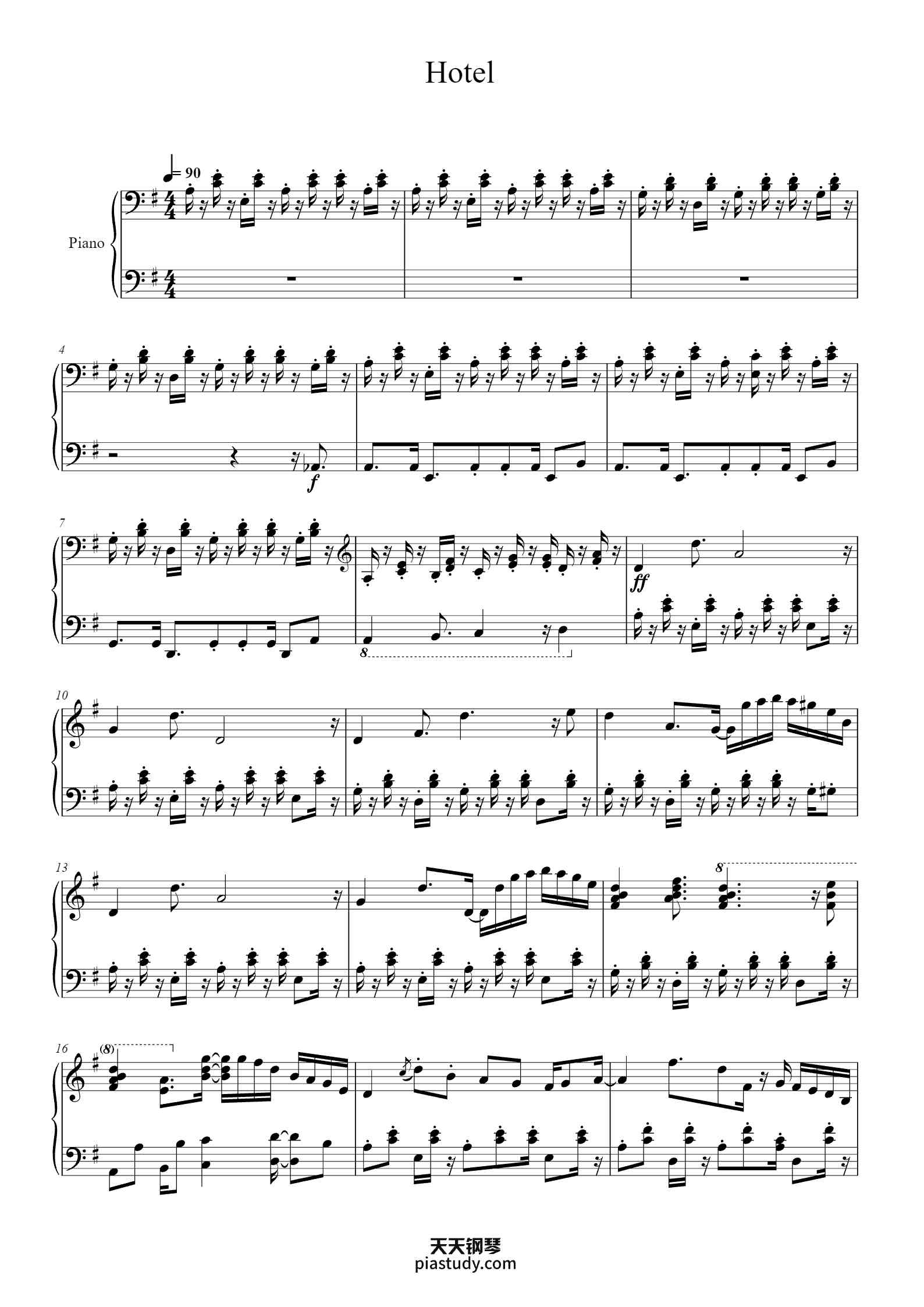 'Hotel' - Piano Sheet Music By Toby Fox Arranged by Enry | TOPiano
