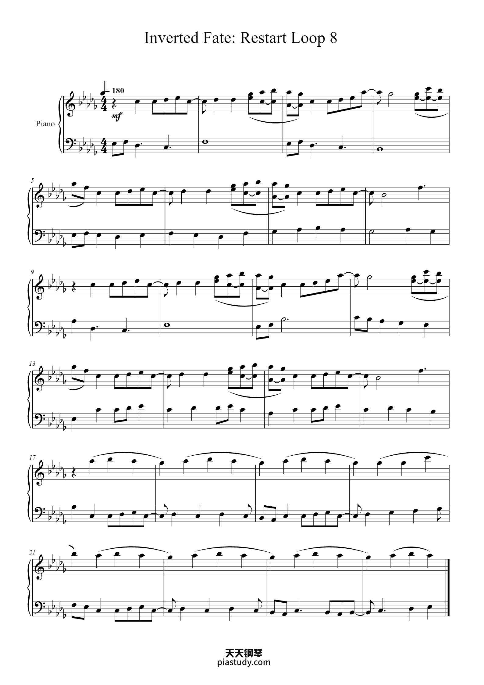 'Inverted Fate: Restart Loop 8' - Piano Sheet Music By Hickstodd ...