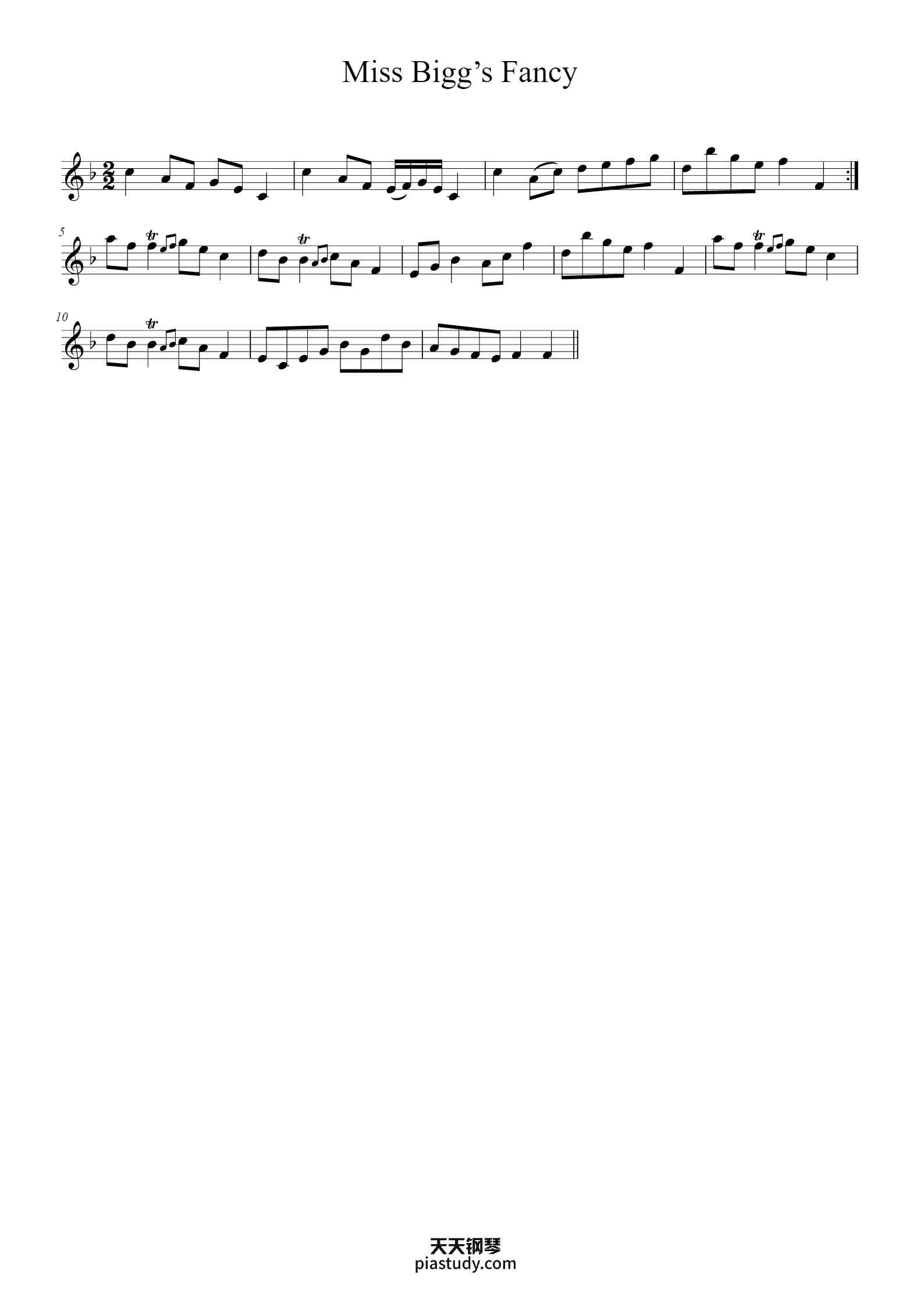Miss Bigg’s Fancy钢琴谱 - Ellis Weber - free piano sheet music - PiaNoproblem