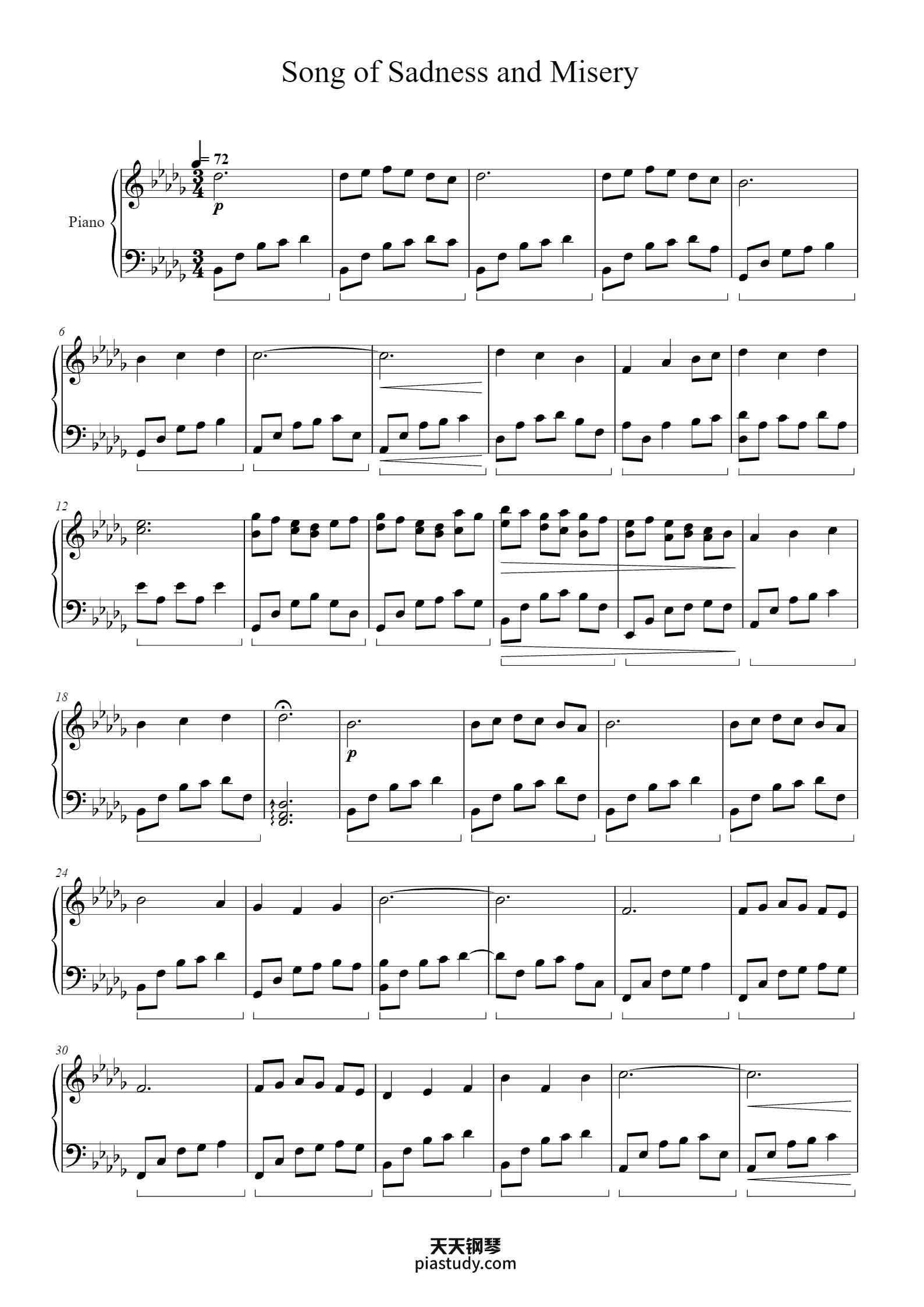'Song of Sadness and Misery' - Piano Sheet Music By xxx | TOPiano