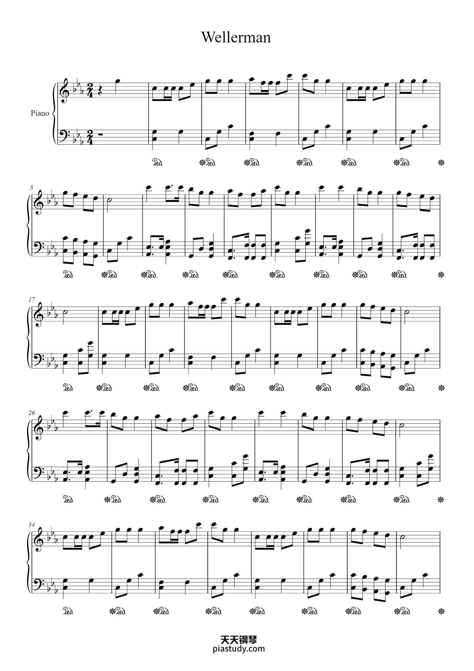 'Wellerman/Nathan Evans-原调版' - Piano Sheet Music By Nathan Evans/Alex ...