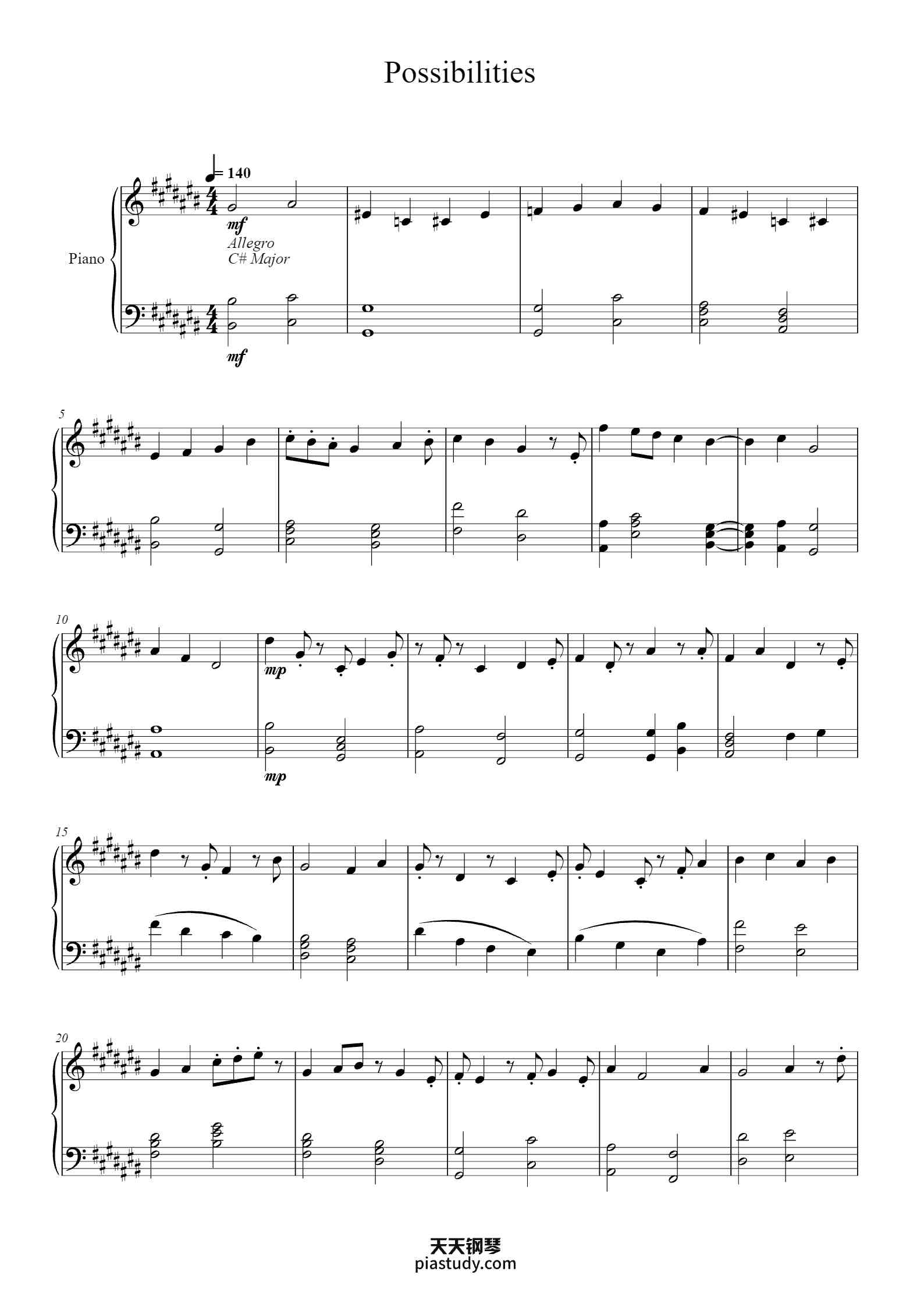 'Possibilities' - Piano Sheet Music By Xuěbào™(John-William Gibson ...