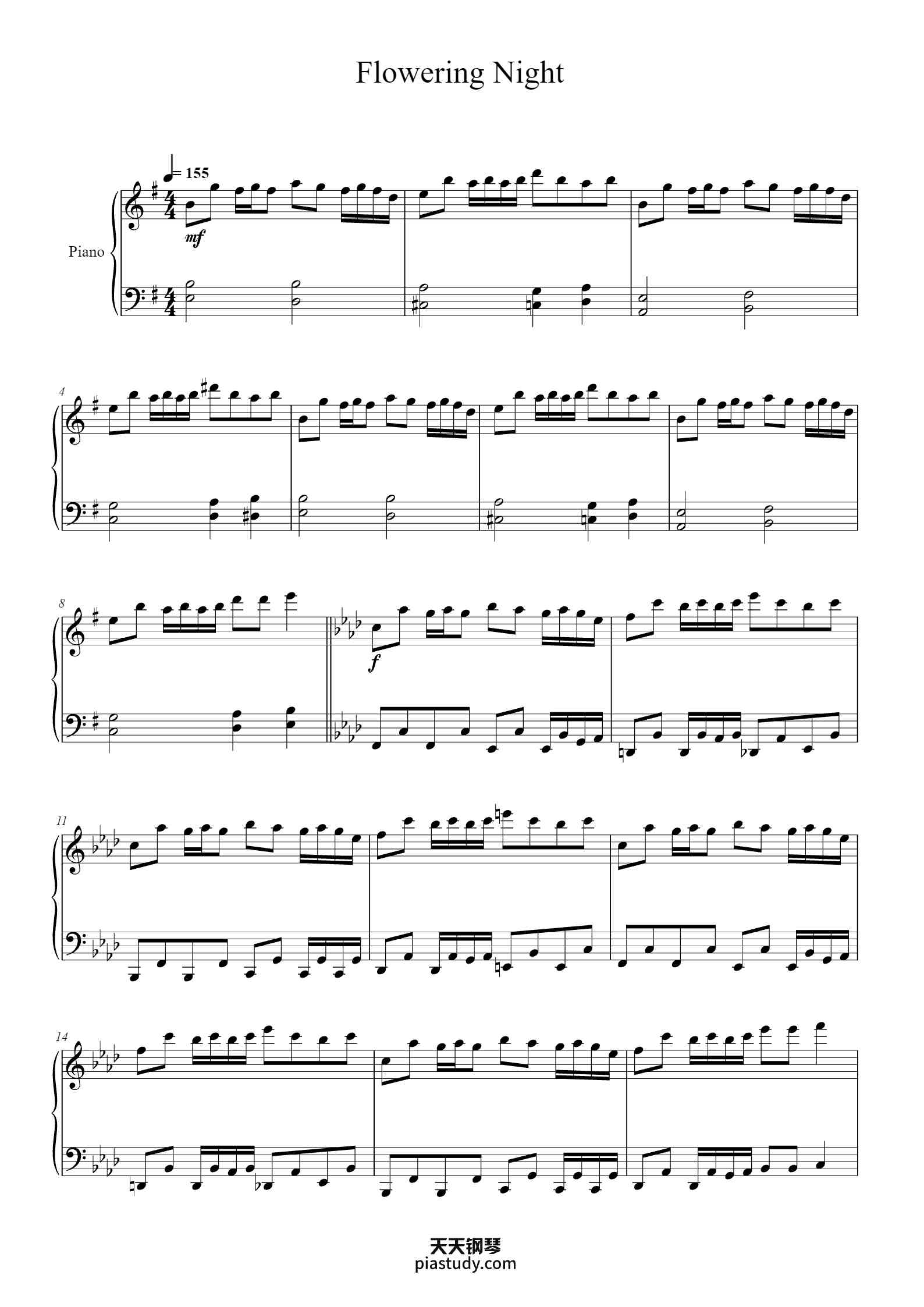 Flowering Night钢琴谱 - ZUN - free piano sheet music - PiaNoproblem