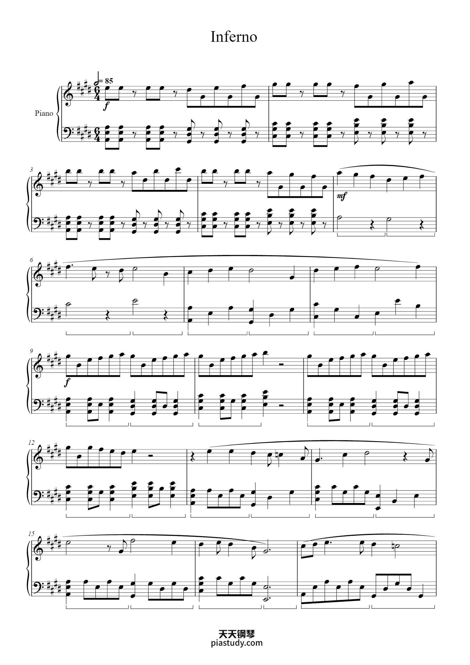 'Inferno' - Piano Sheet Music By Arranged: Daniel Duro Soto | TOPiano