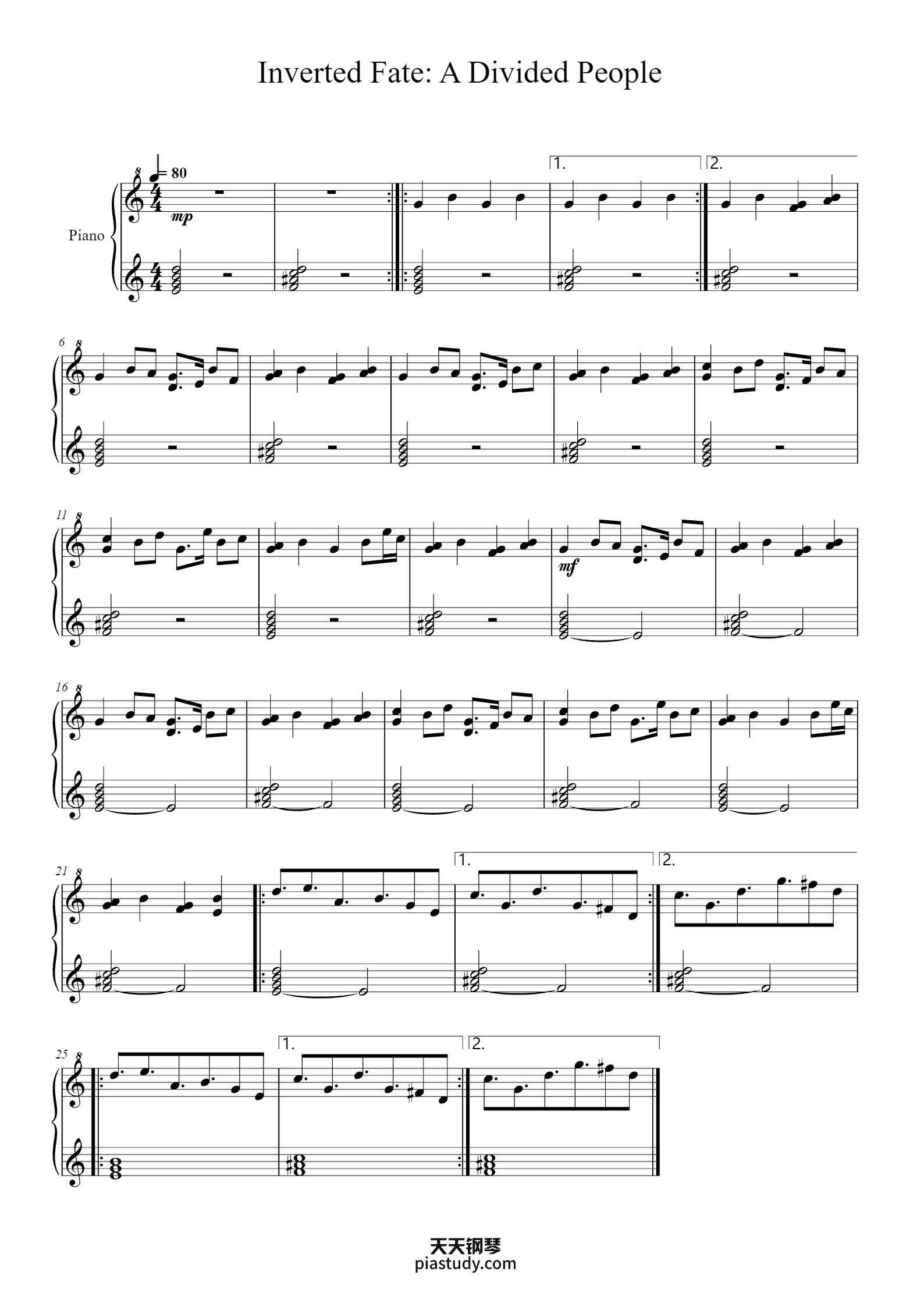 'Inverted Fate: A Divided People' - Piano Sheet Music By Hickstodd ...