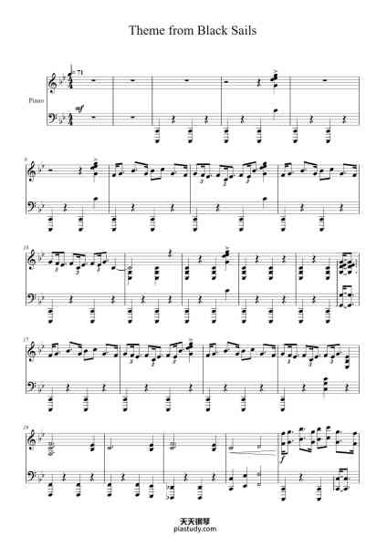 'Theme from Black Sails' - Piano Sheet Music By Composed by Bear ...