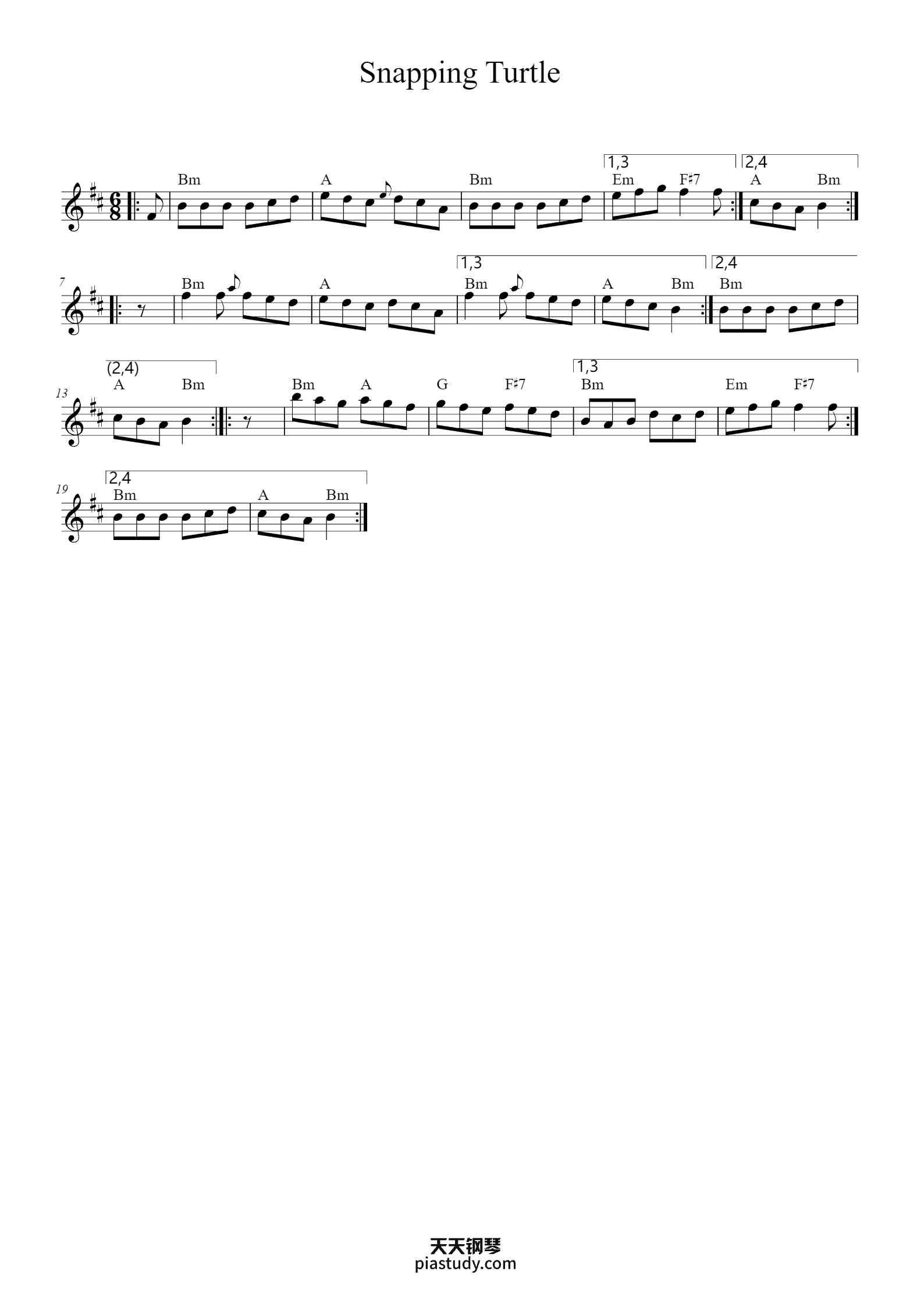 'Snapping Turtle' - Piano Sheet Music By Eric Eid Reiner 1998 | TOPiano