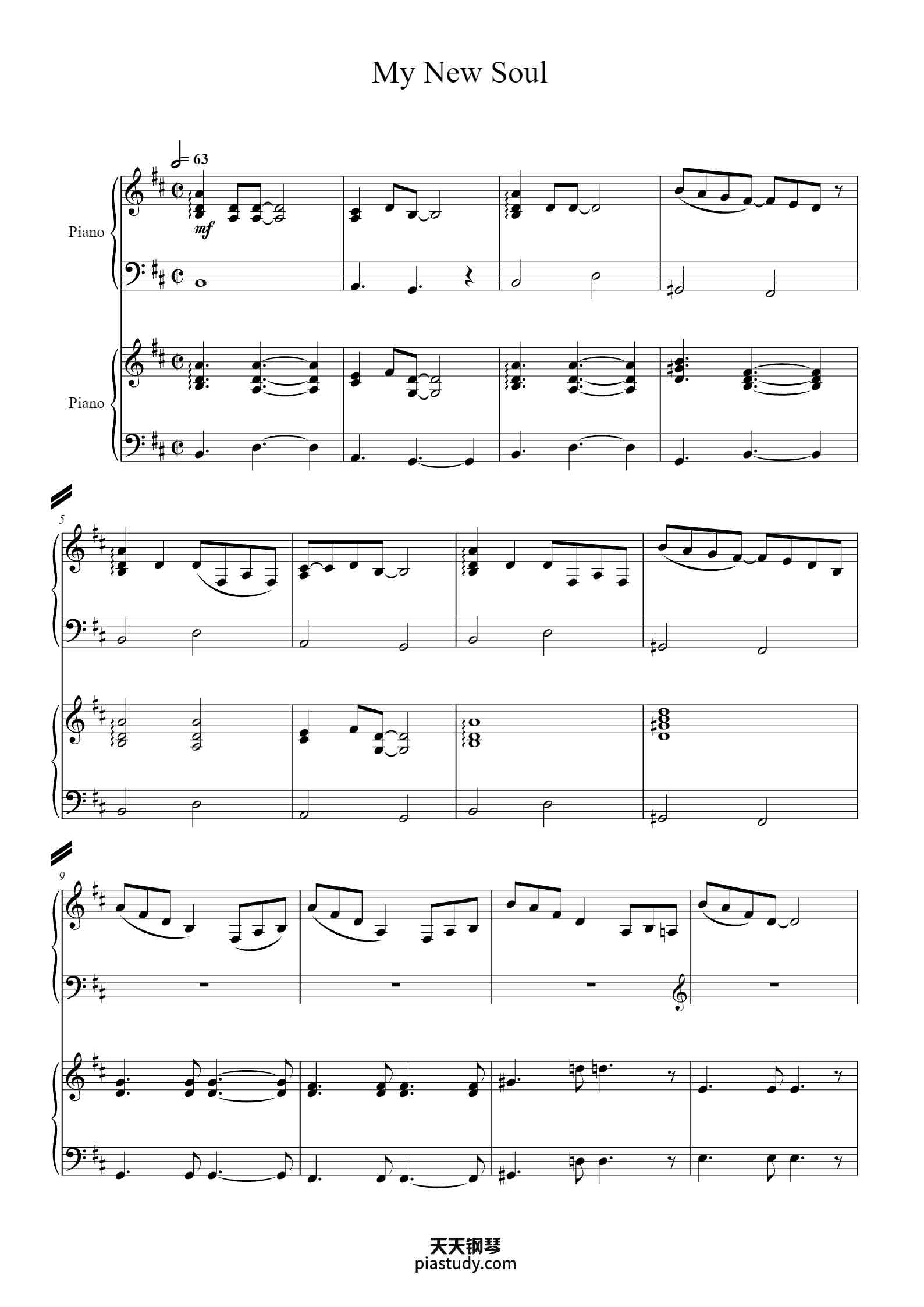 My New Soul钢琴谱 - Philip Sasso - free piano sheet music - PiaNoproblem