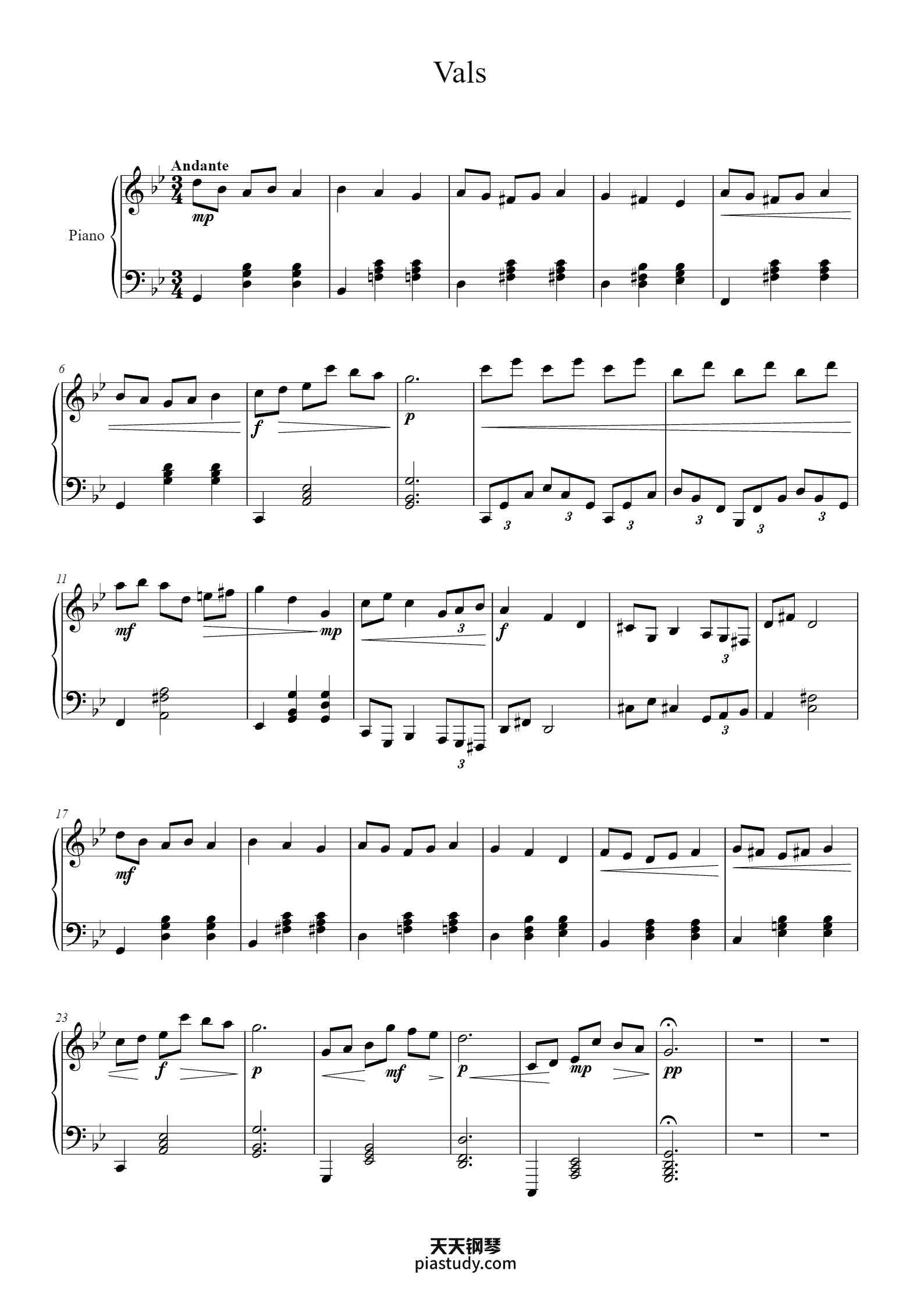 'Vals' - Piano Sheet Music By Longsper Hypag | TOPiano