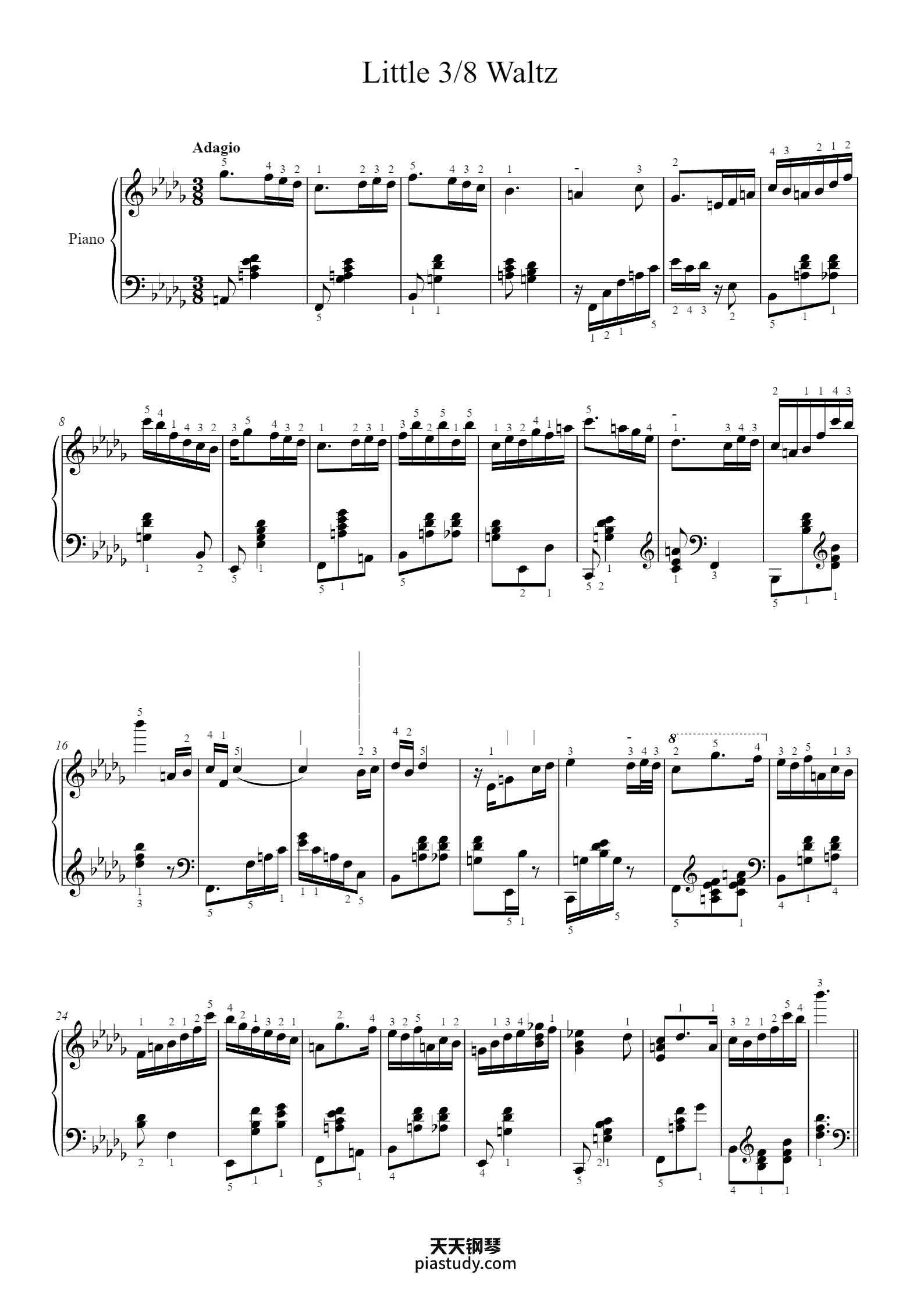 Little 3/8 Waltz钢琴谱 - Huxphia Kechel - free piano sheet music ...