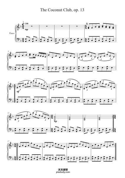 'The Coconut Club, op. 13' - Piano Sheet Music By Fabian Reiß | TOPiano